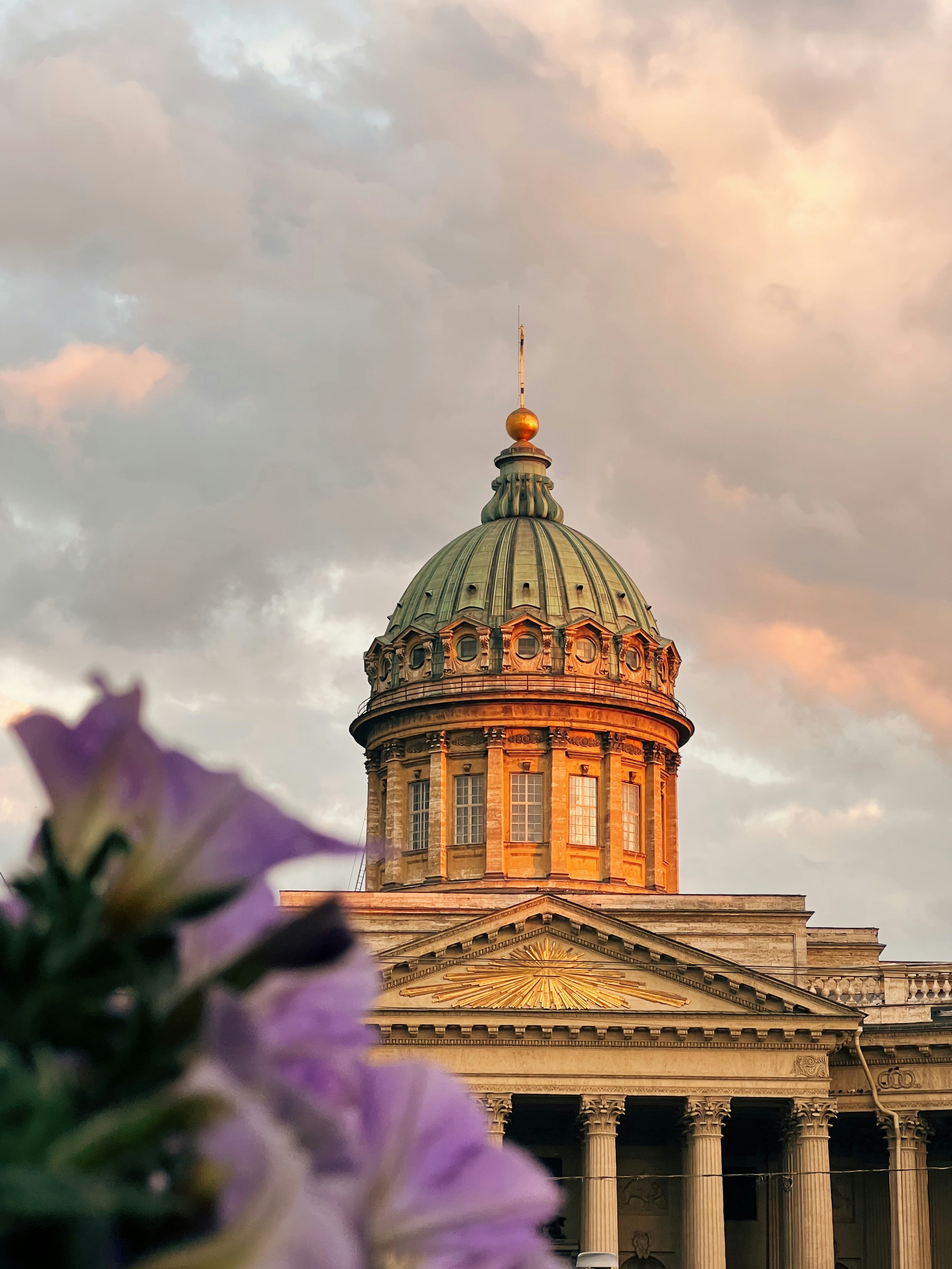 Dome in Warm Light Over Classical Facade