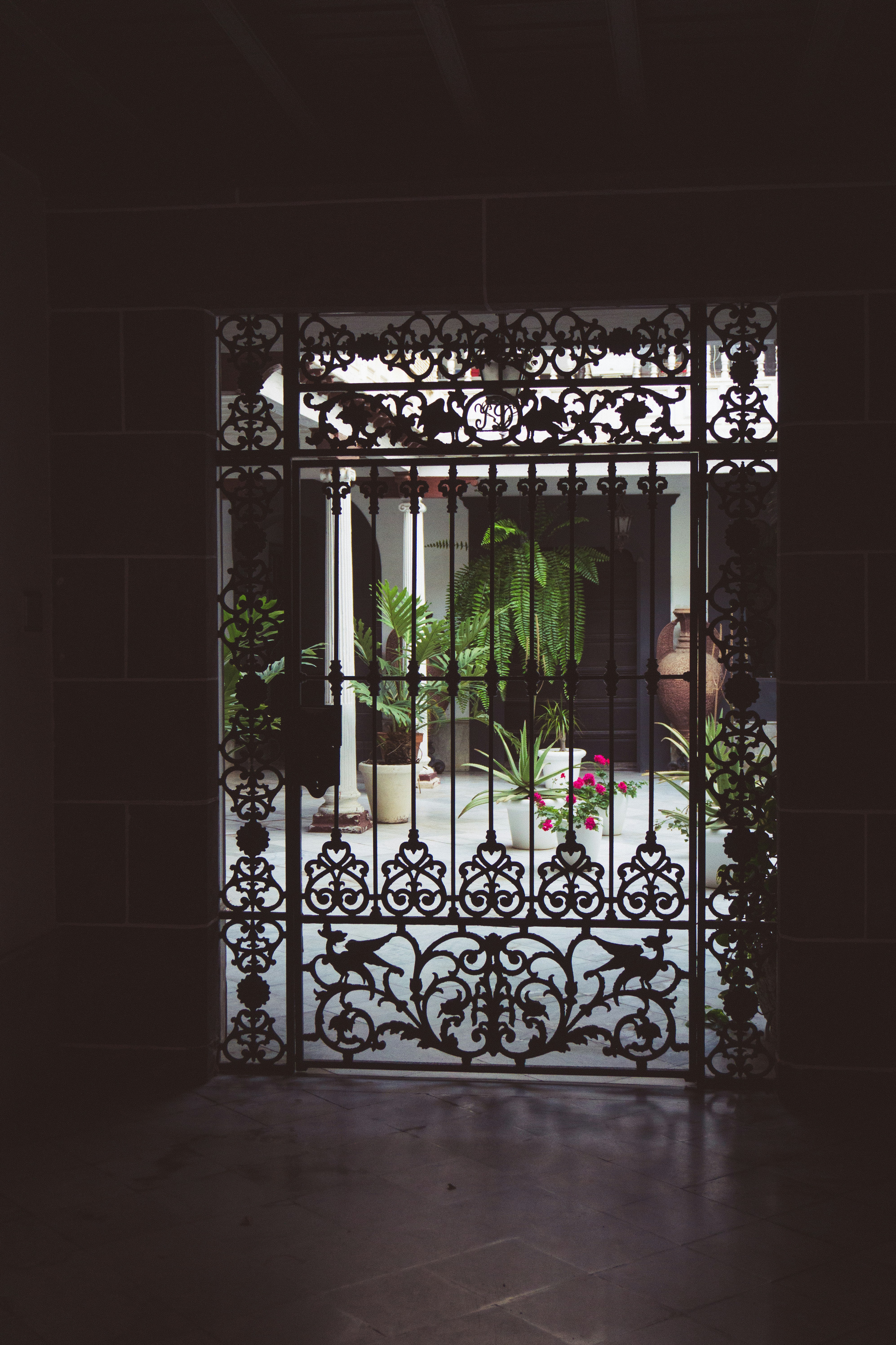 a gate with a planter