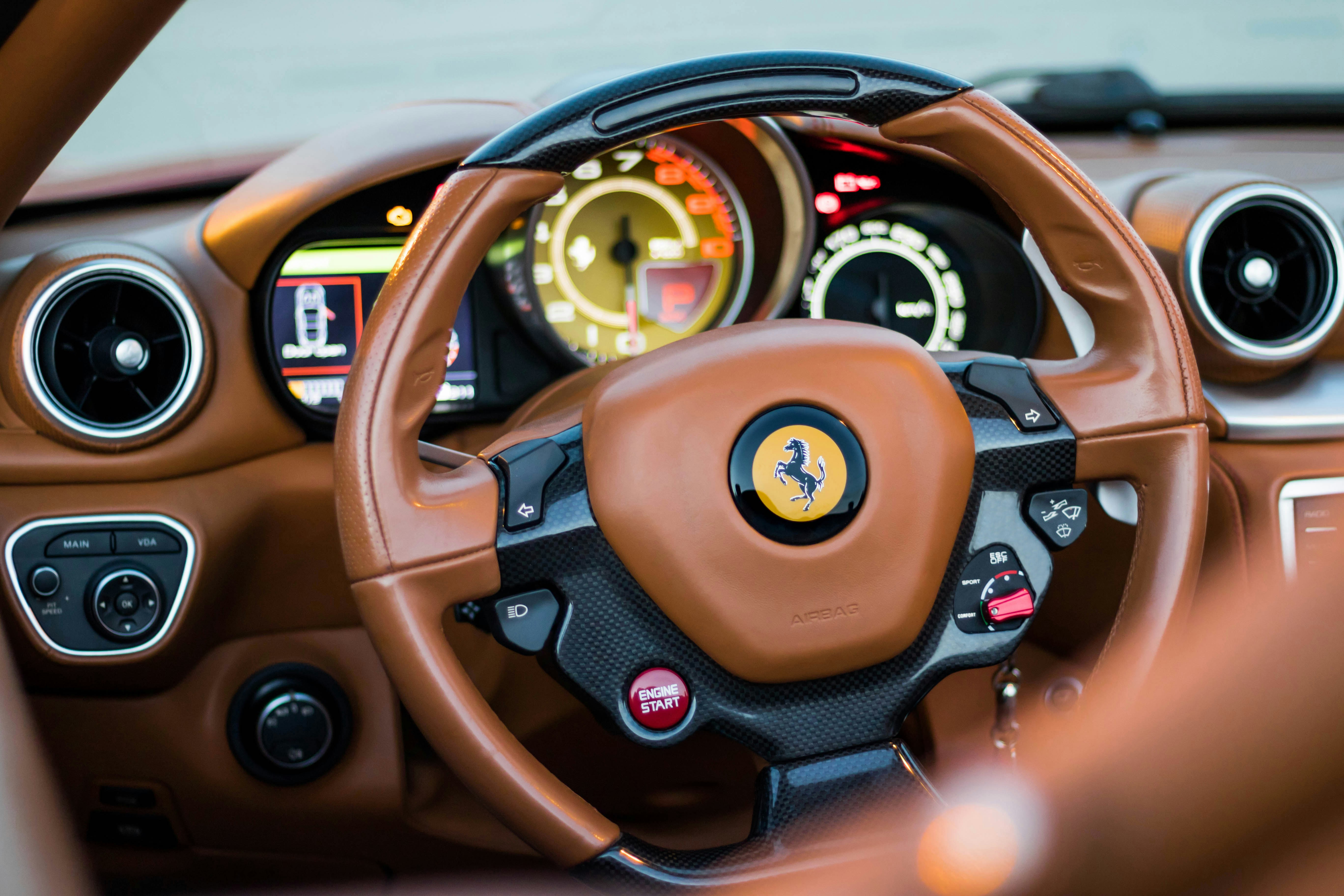Center of Velocity: Ferrari Wheel Portrait in Warm Leather