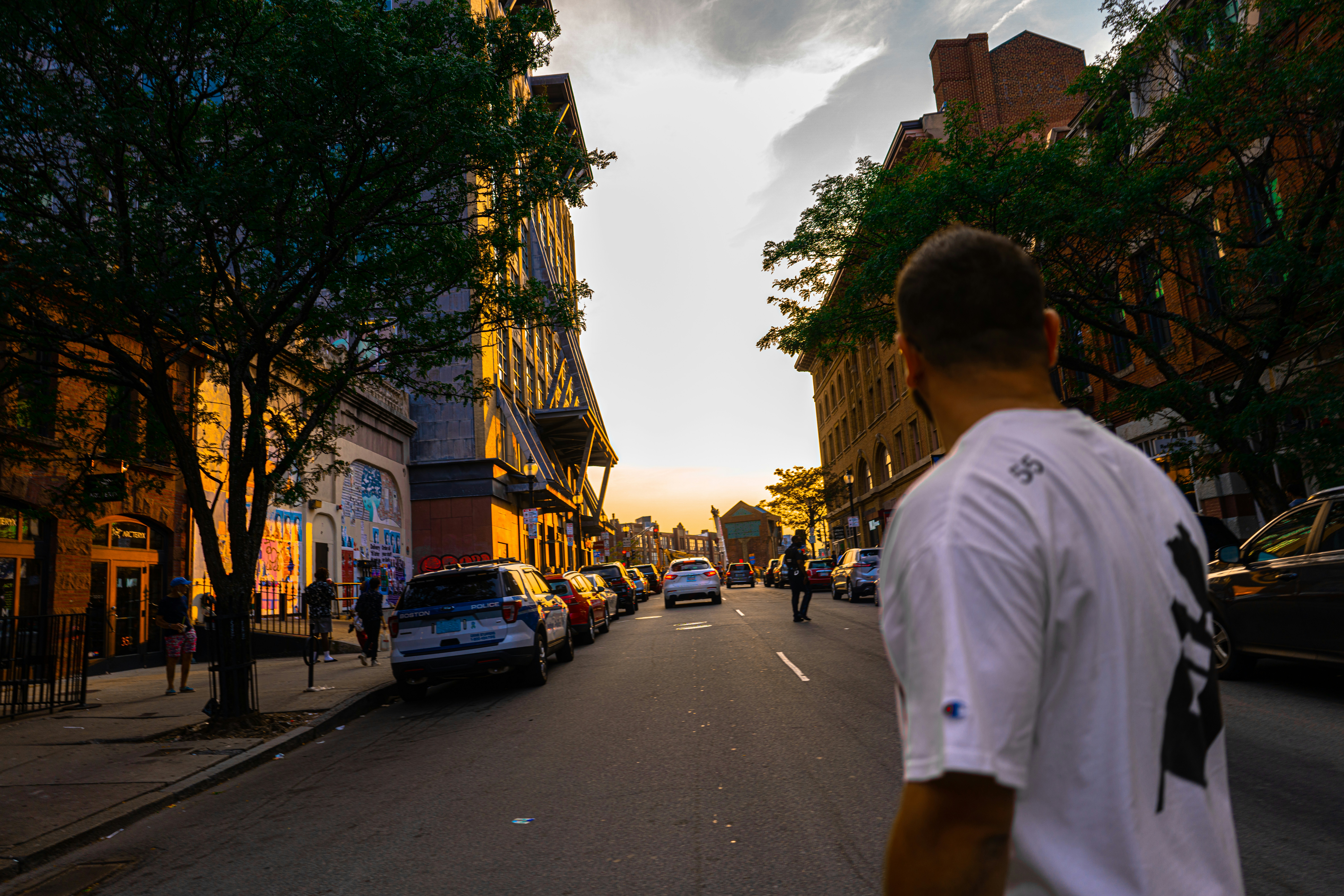 Golden Hour Stroll Down Urban Avenue