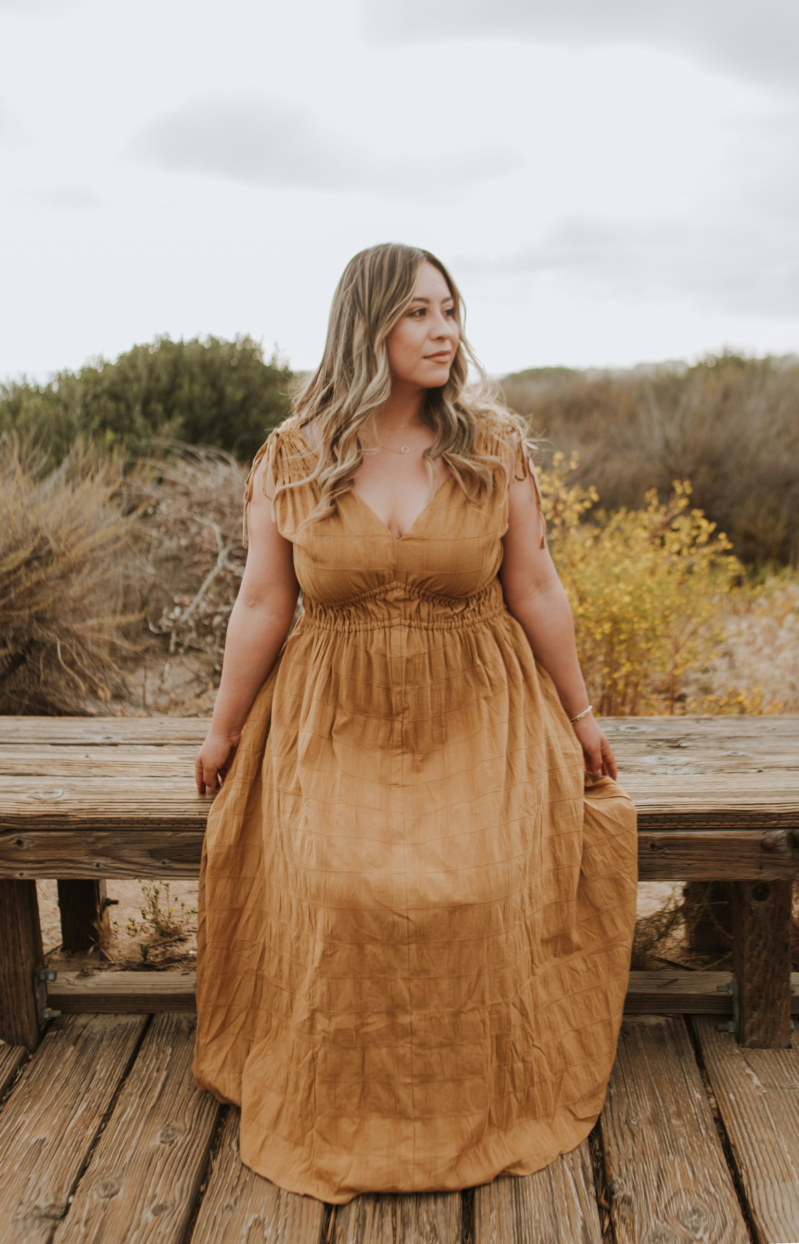 Amber Dress on the Riverside Veranda