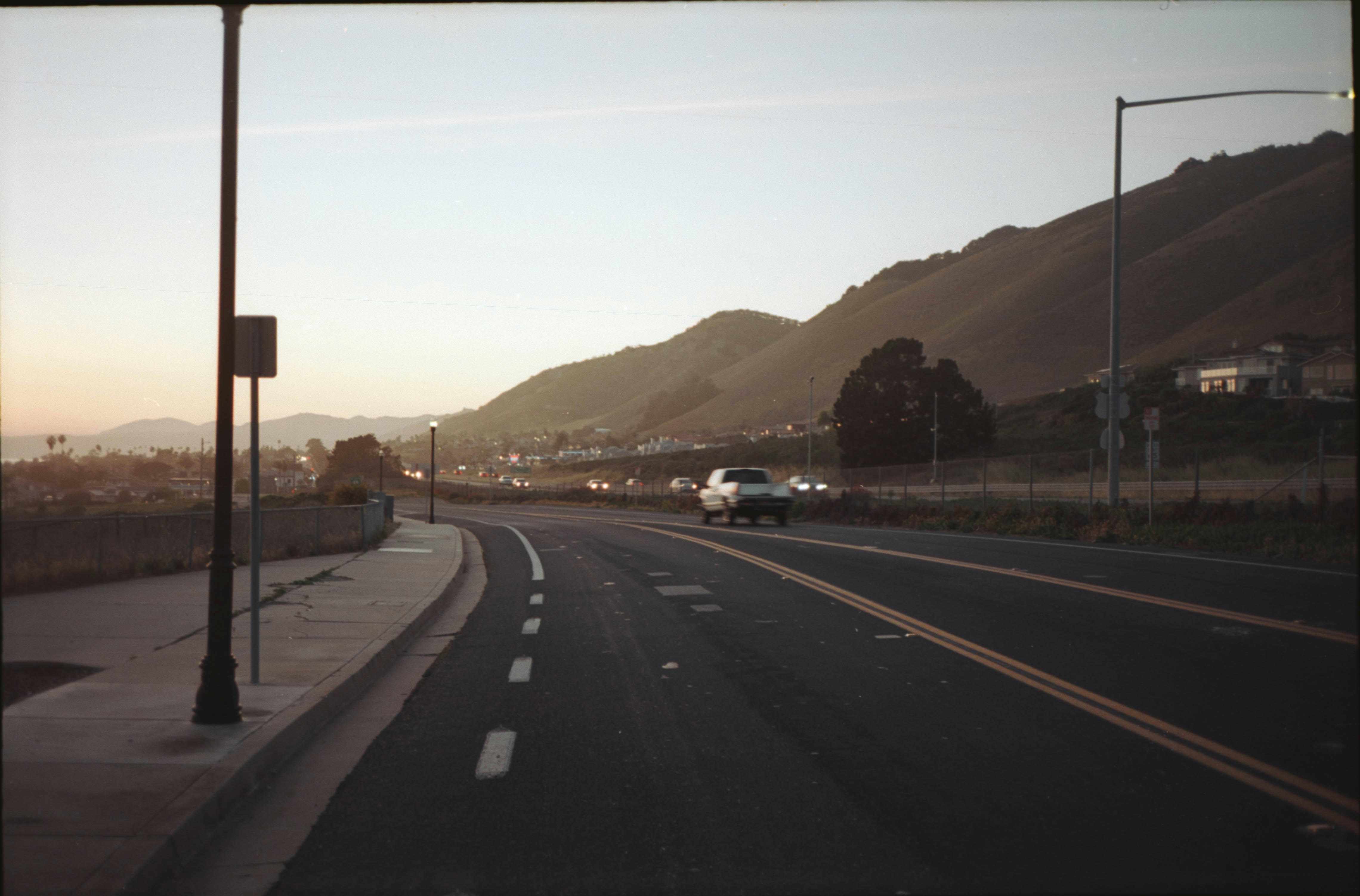 a car driving down a road
