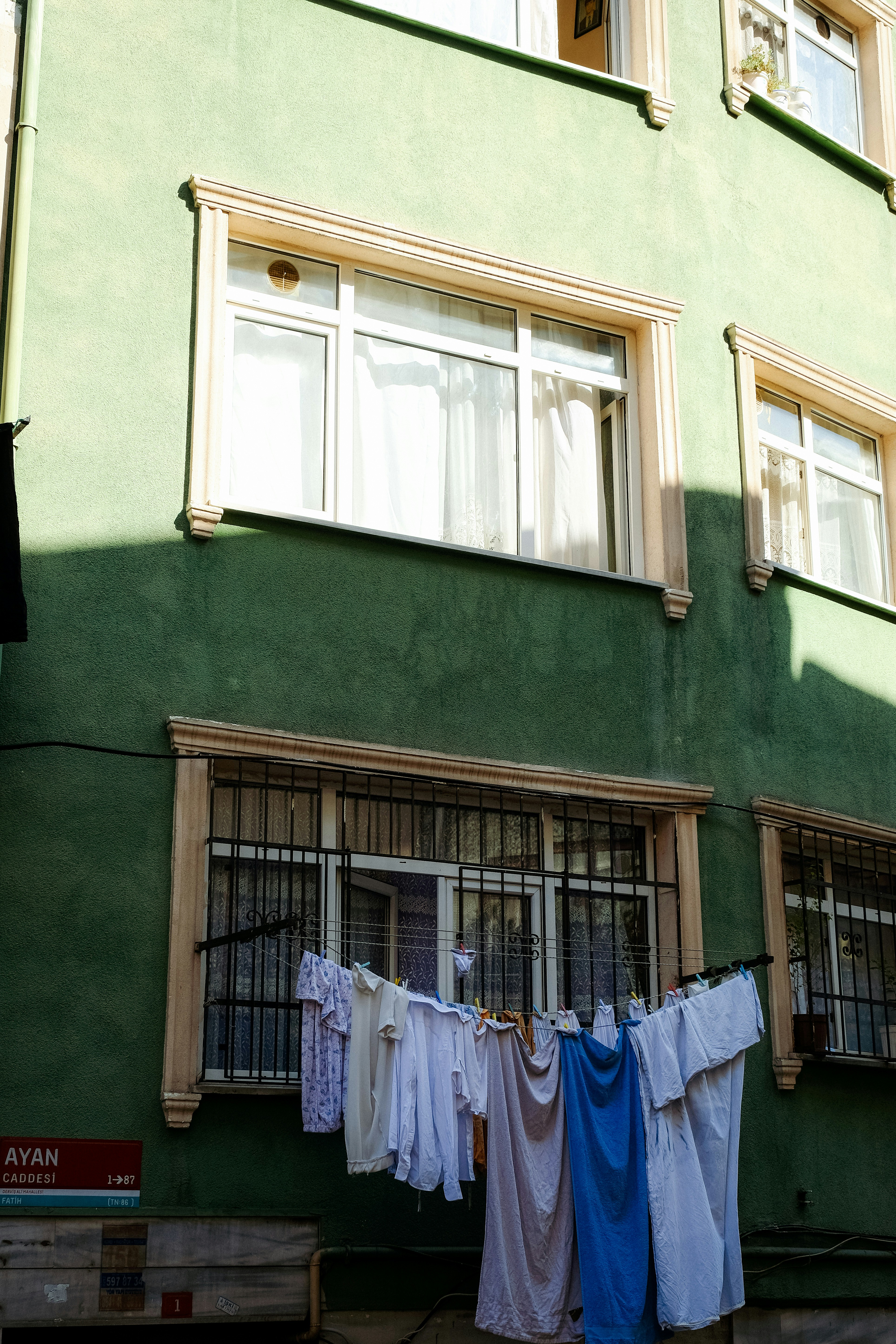 clothes outside of a building