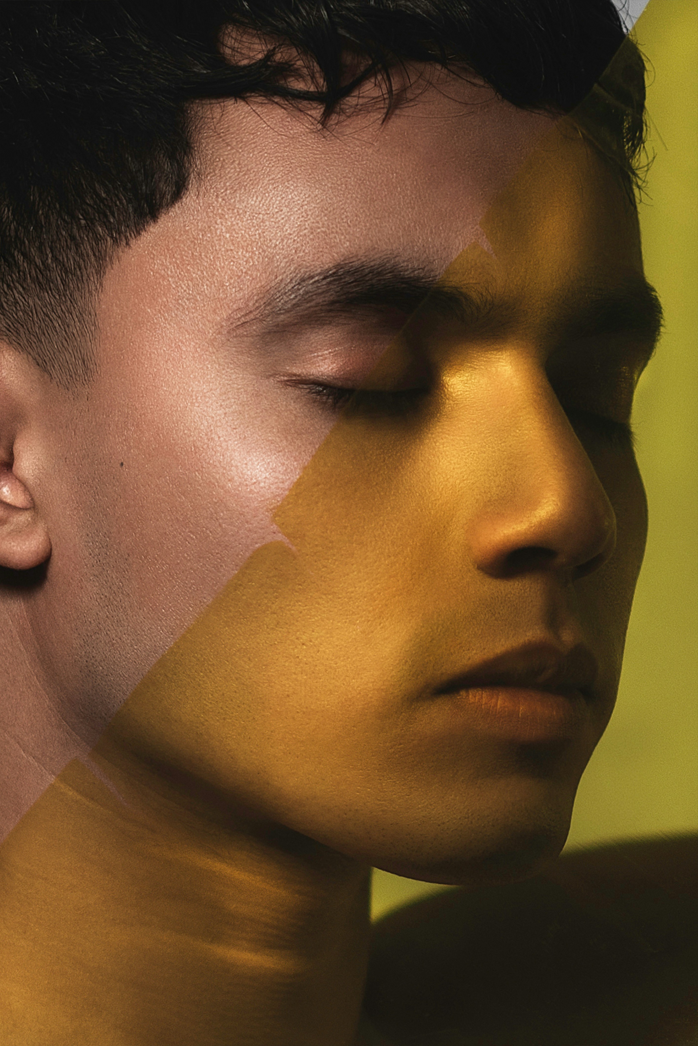 Amber Veil Portrait: Soft Light and Layered Amber Overlays