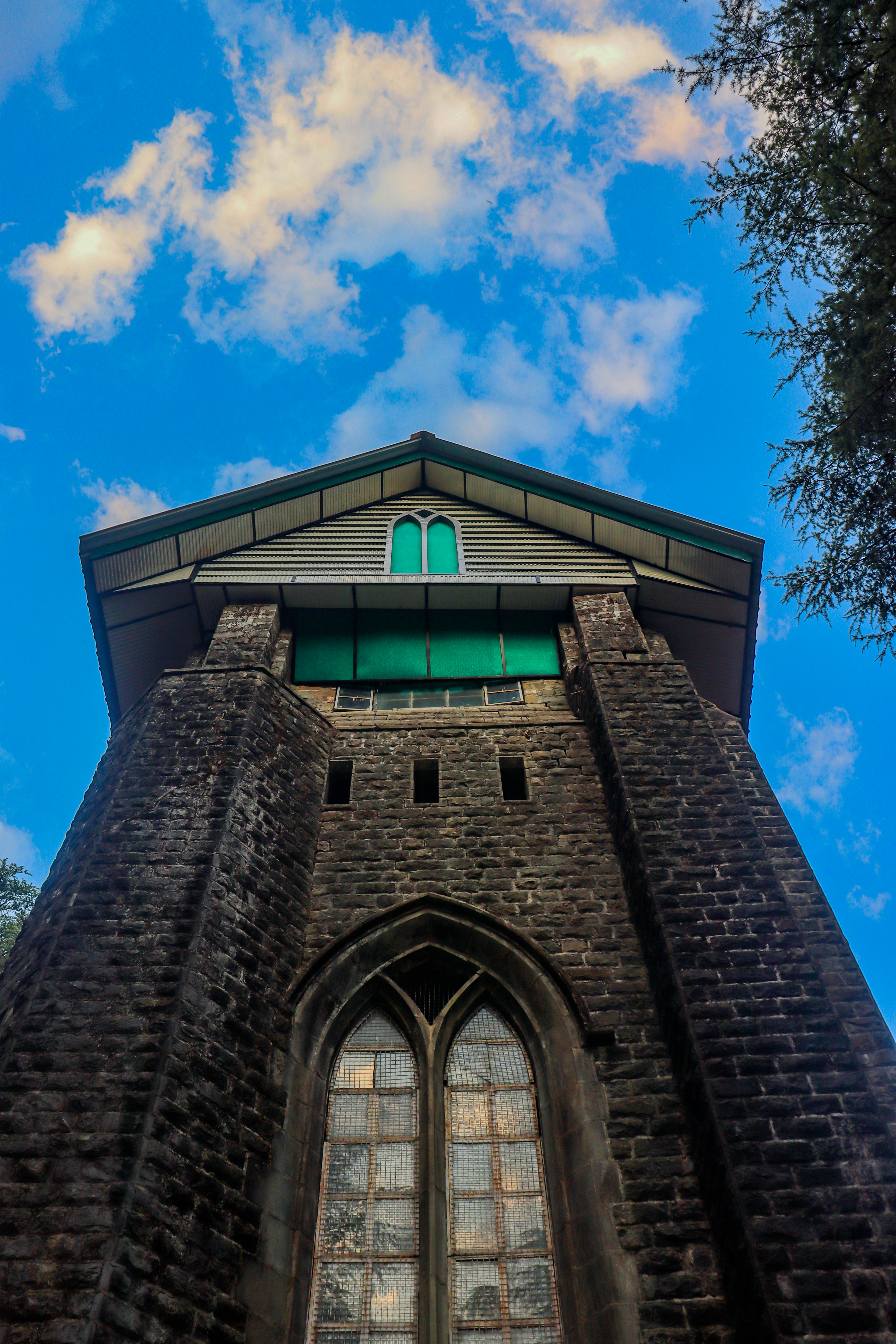Gothic Tower Reaching Toward a Clear Sky