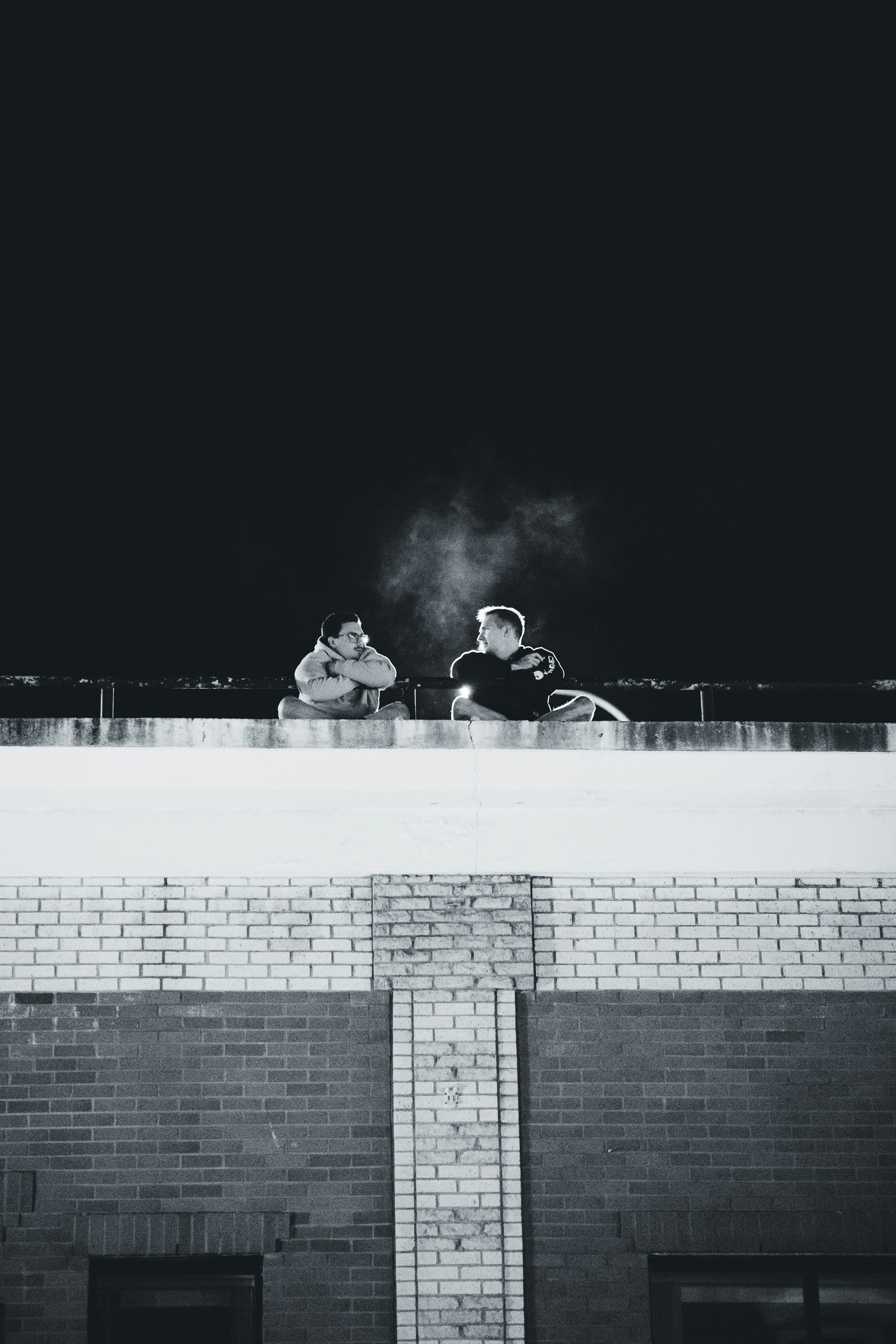 Midnight Confidants on the Roof