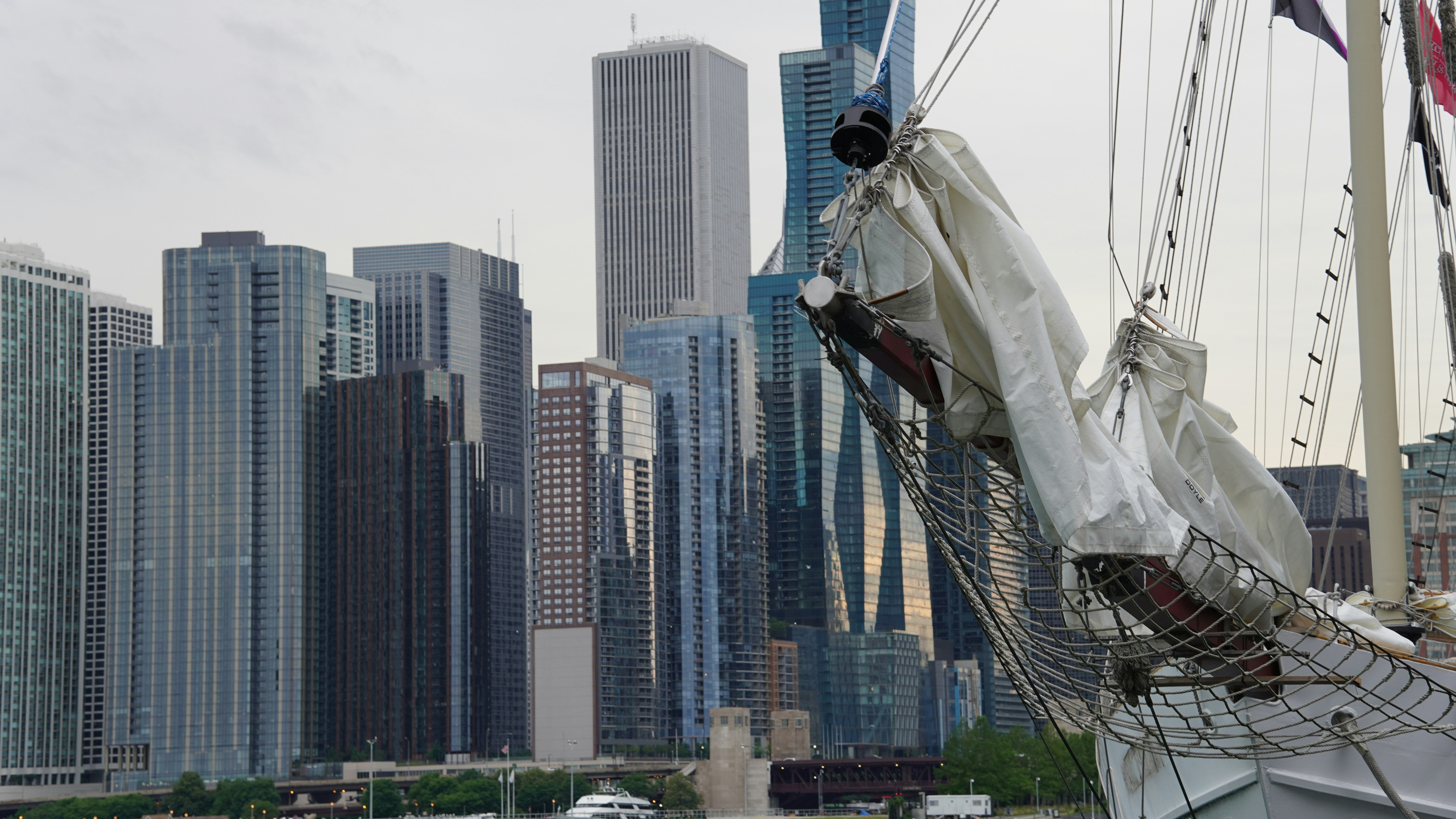 A large sailboat in front of a city photo – Free East grand avenue ...