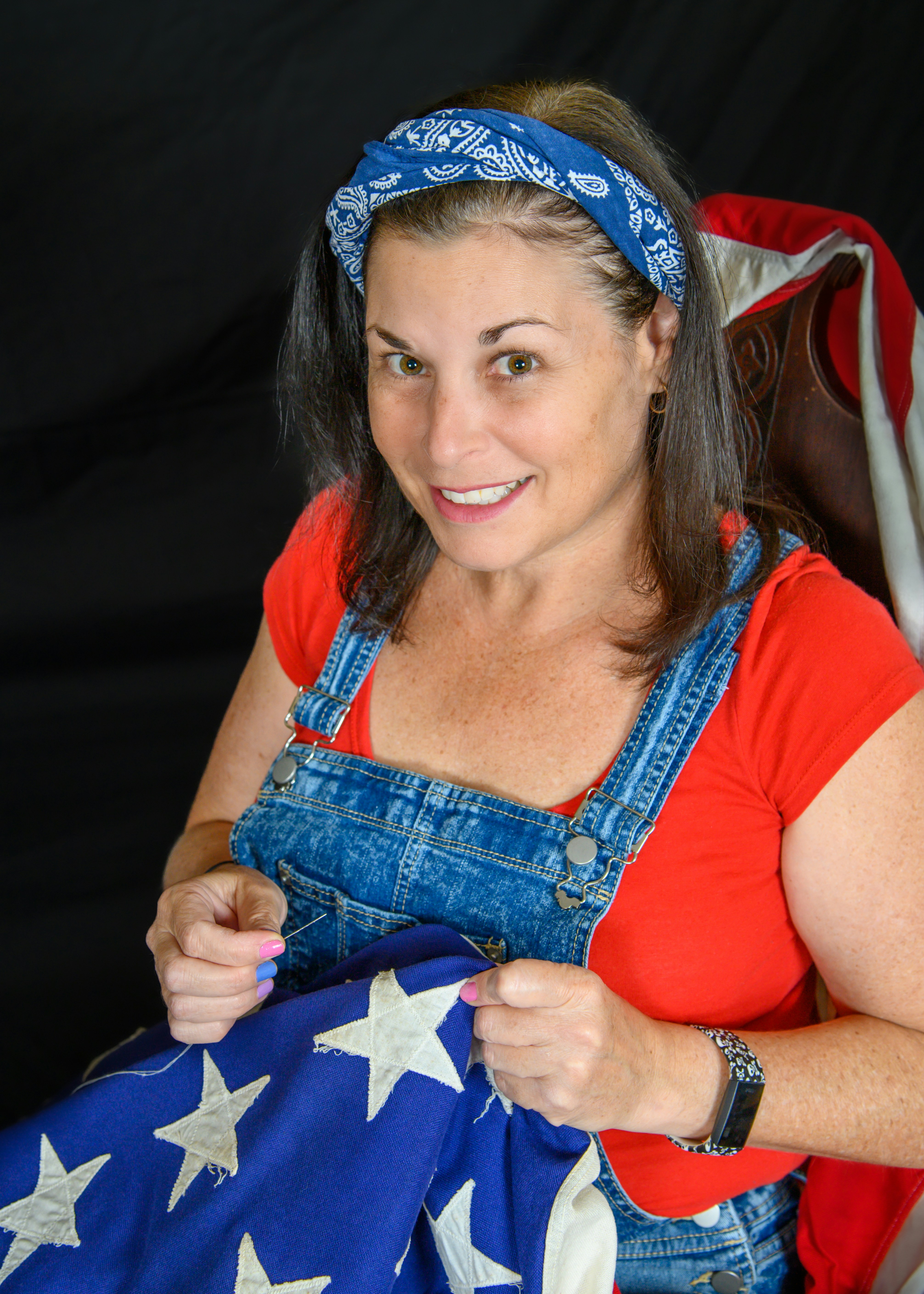a person holding a flag