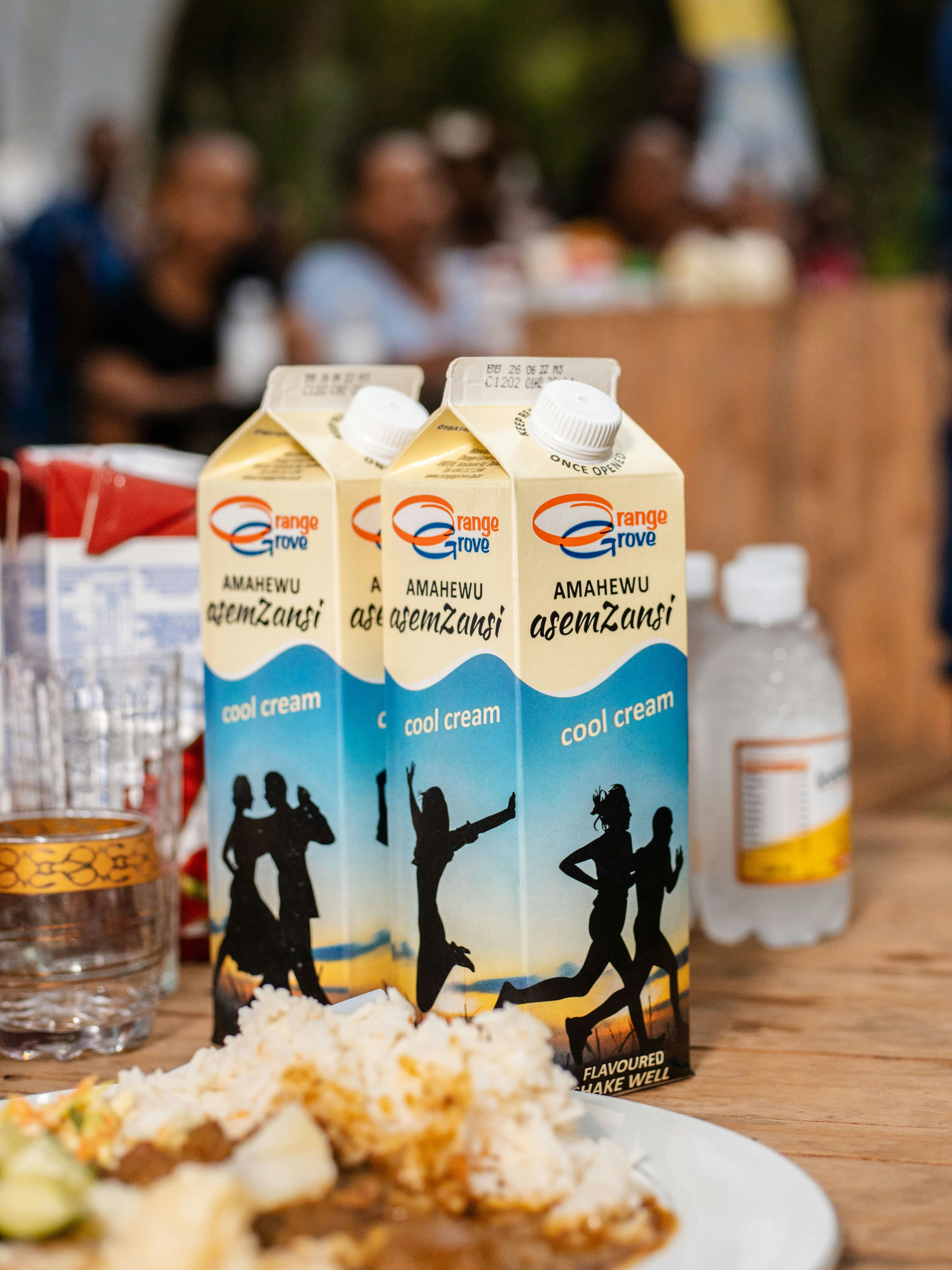 Carton Trio on a Sunlit Table: Cool Creams and a Casual Outdoor Gathering
