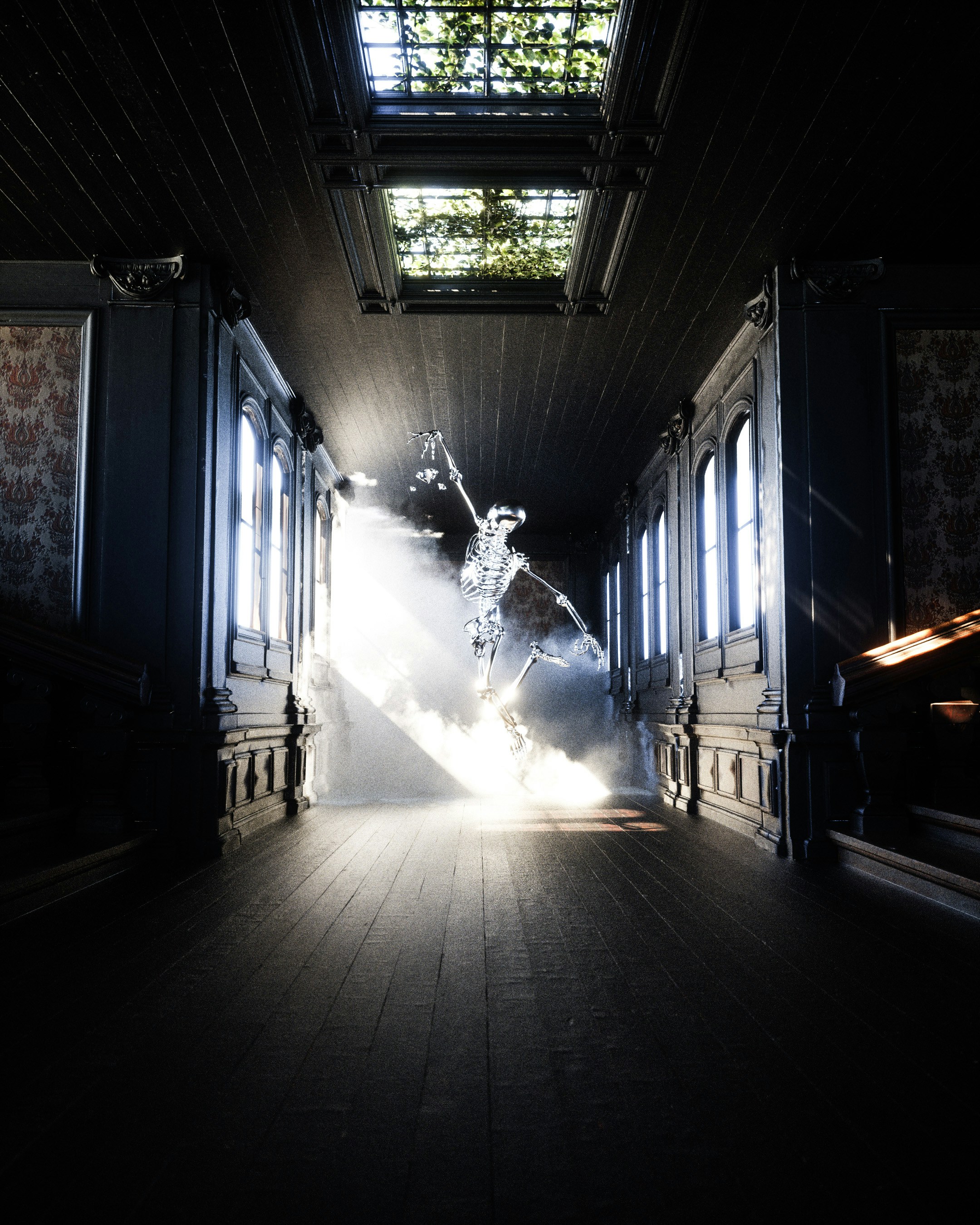 A hallway with a fire in it photo – Free Render Image on Unsplash