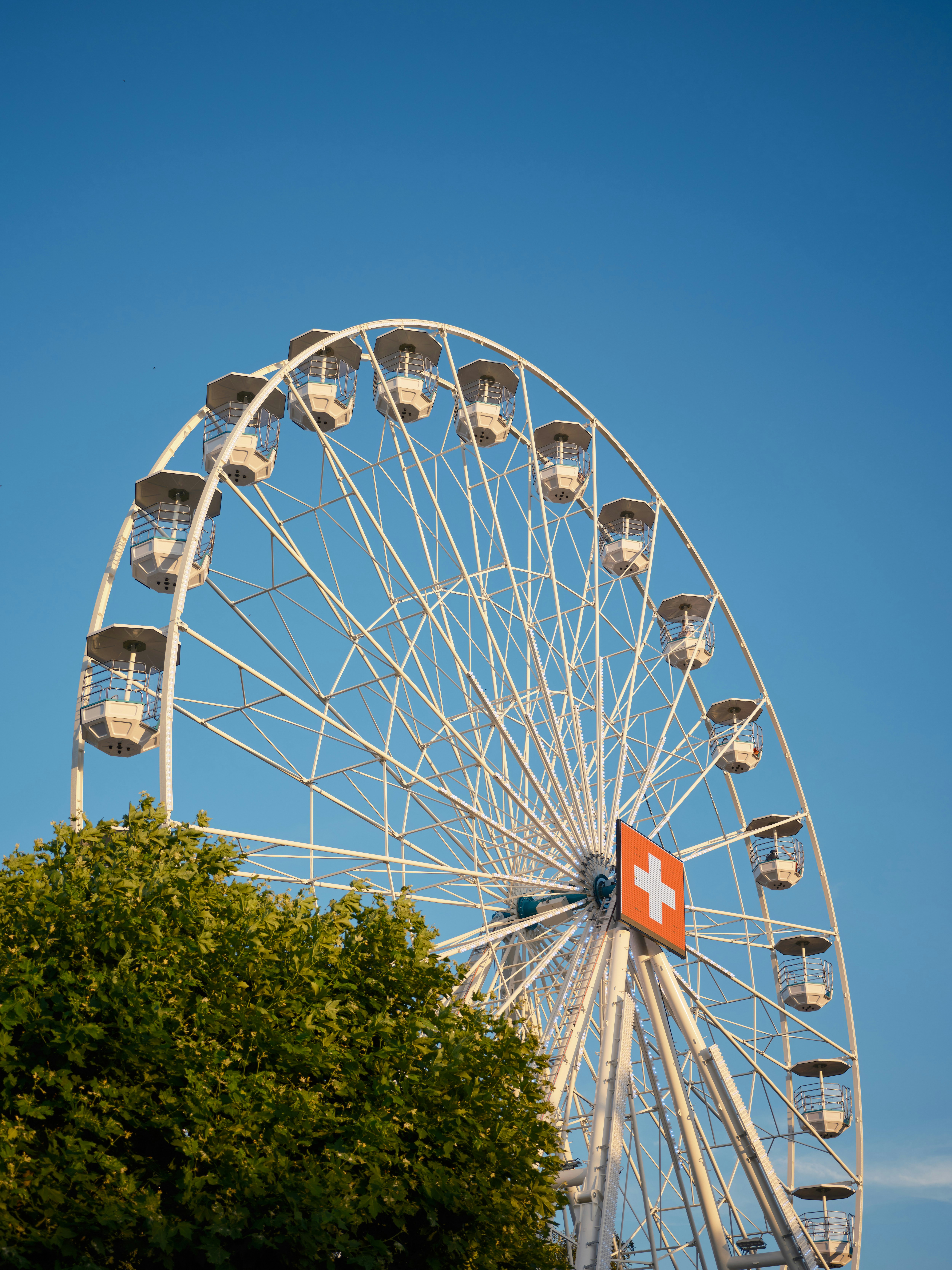 Une grande roue avec un arbre devant elle photo – Photo La Suisse ...