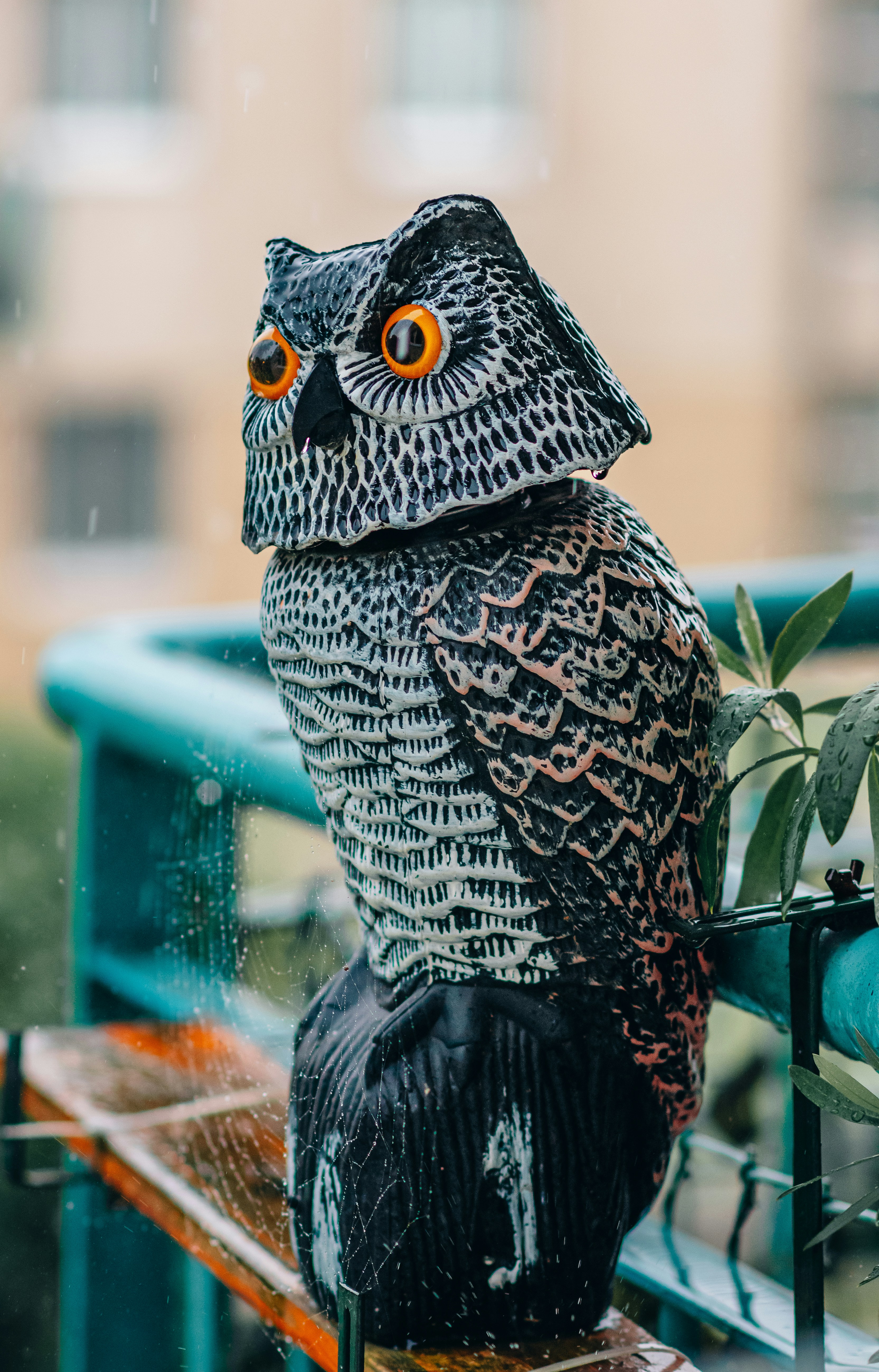 a bird standing on a railing