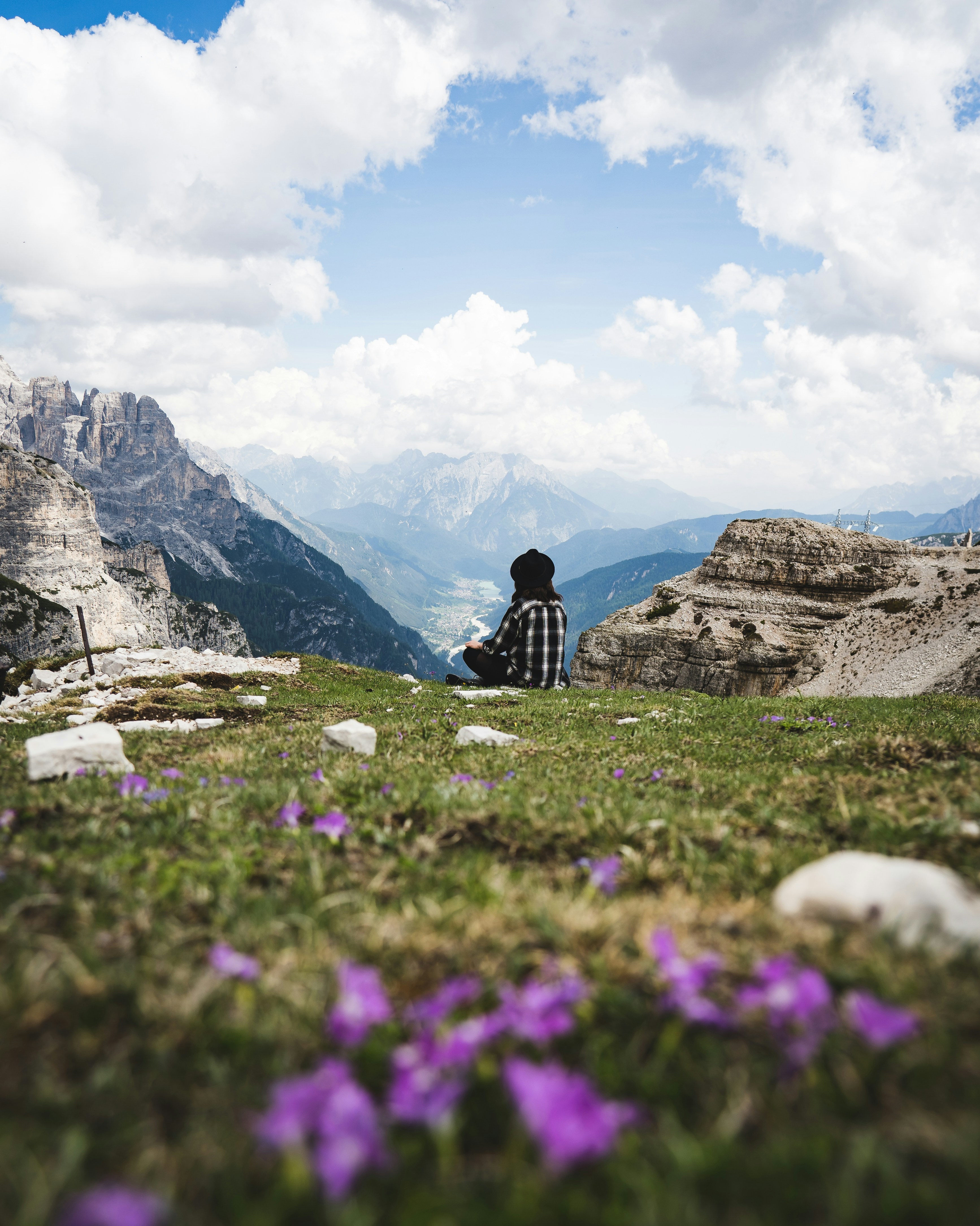 Girl enjoying the View on a mountain 