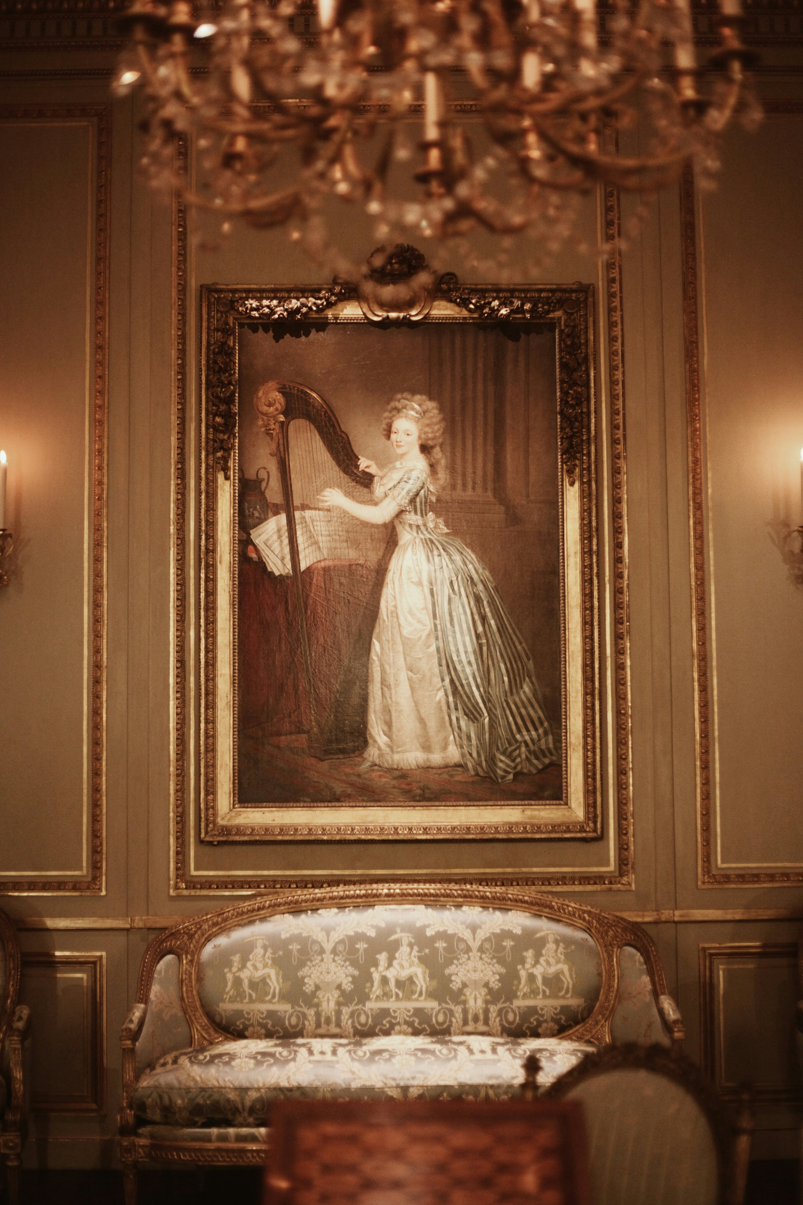 Harp and Velvet: A Gilded Salon Portrait