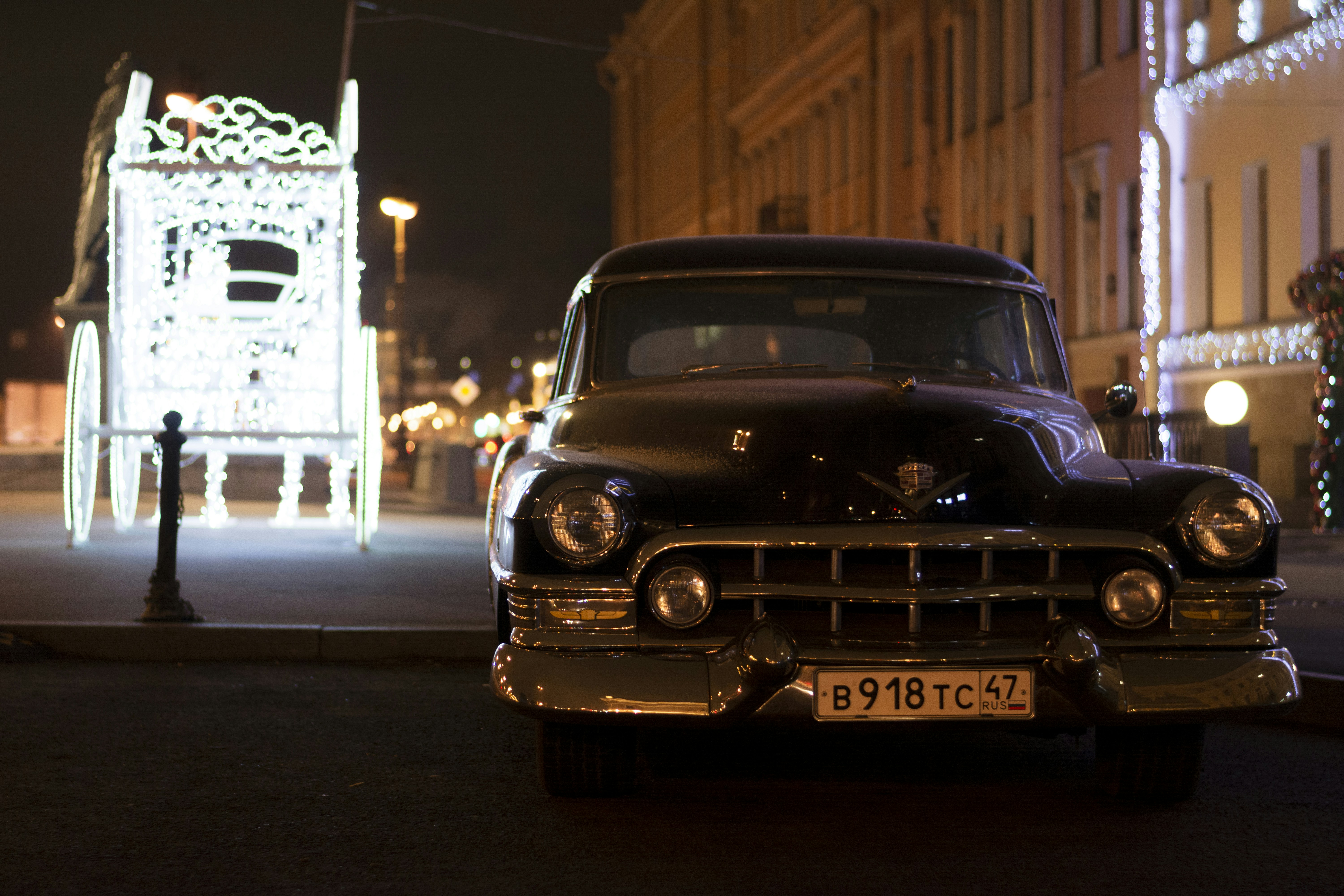 a car parked on the side of a street