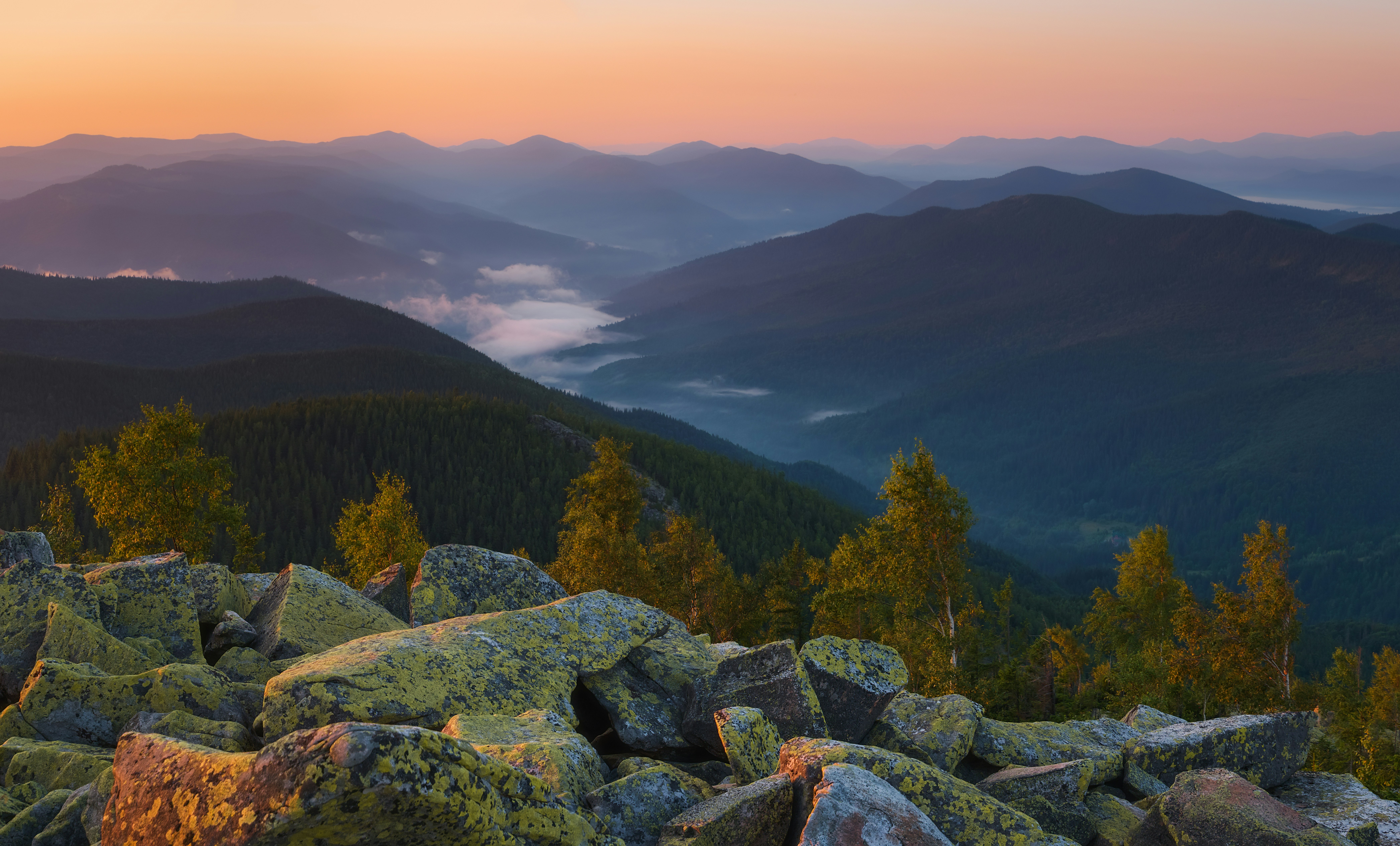 Golden Hues Over Gorgany Peaks