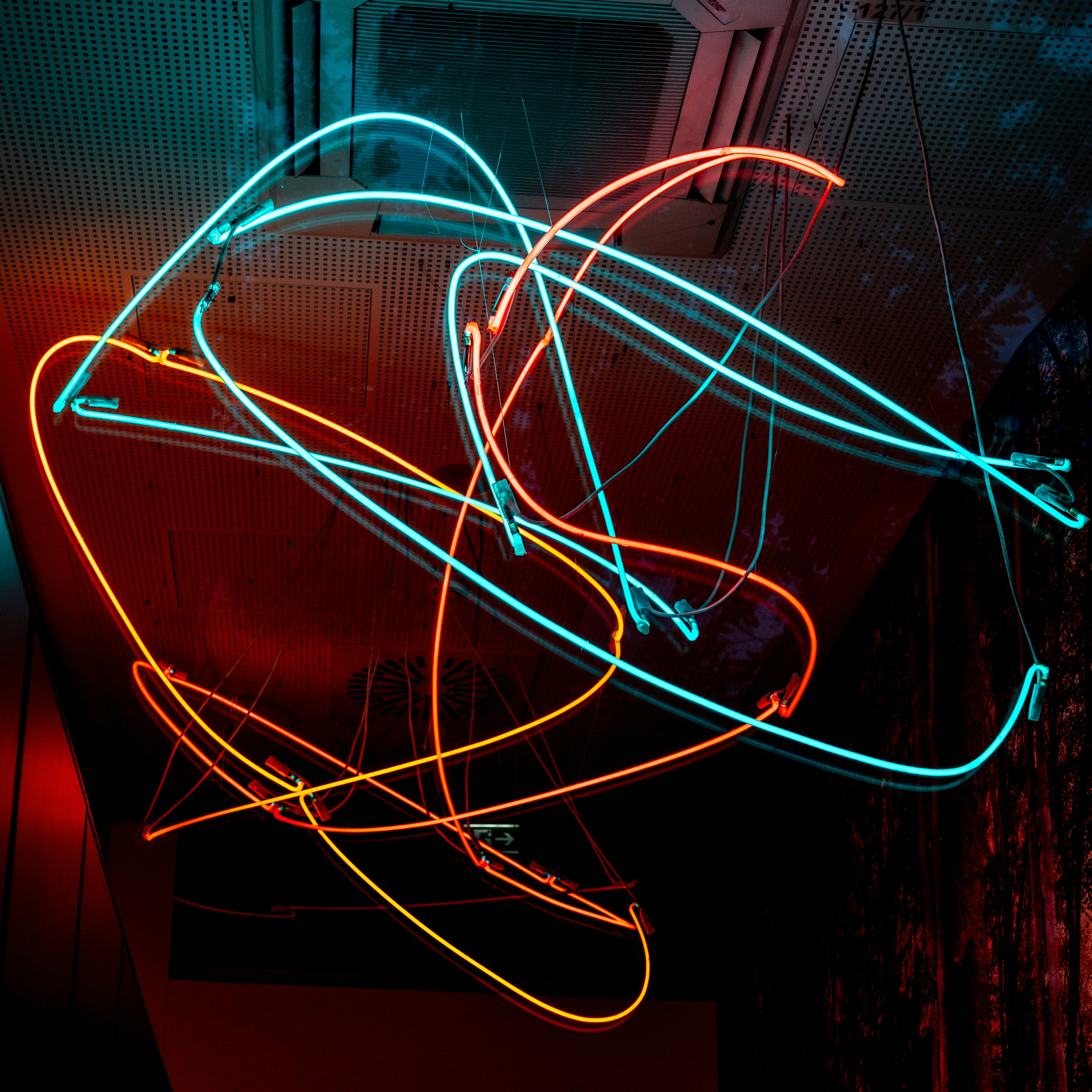 Neon Constellations in a Dark Studio