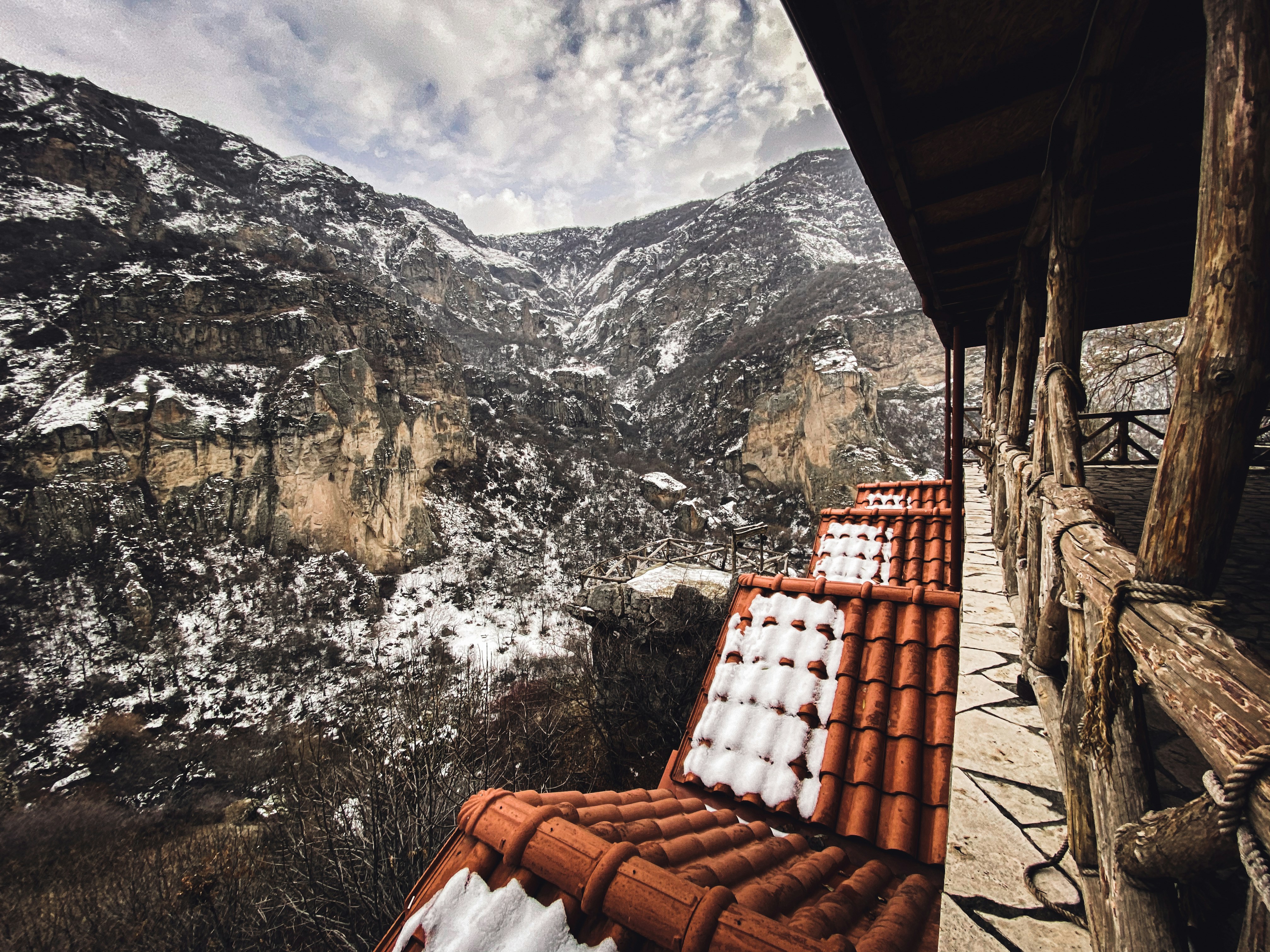 A wooden structure on a snowy mountain photo – Free Ararat province ...