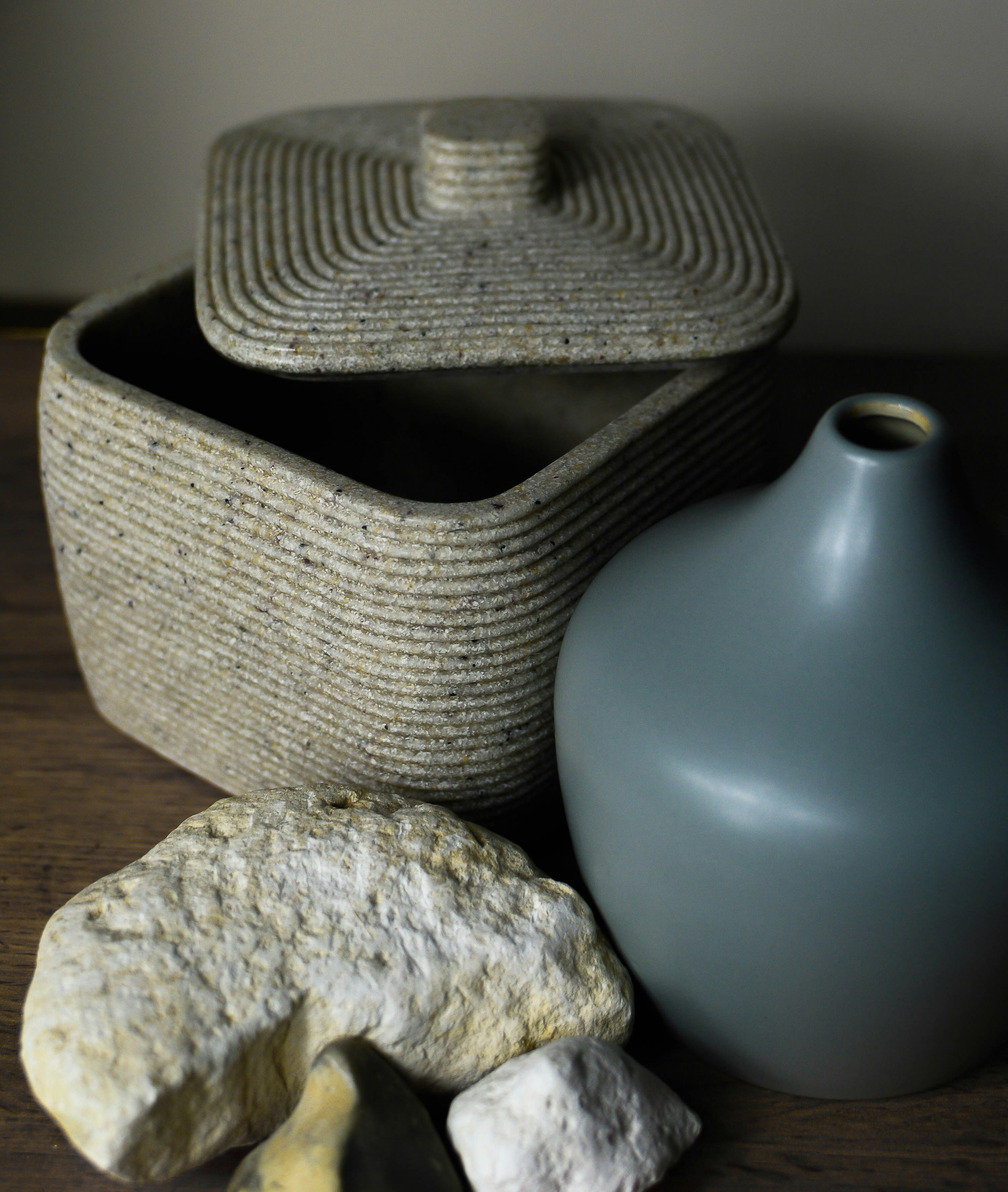 Stoneware Geometry in Soft Light: A Quiet Still Life