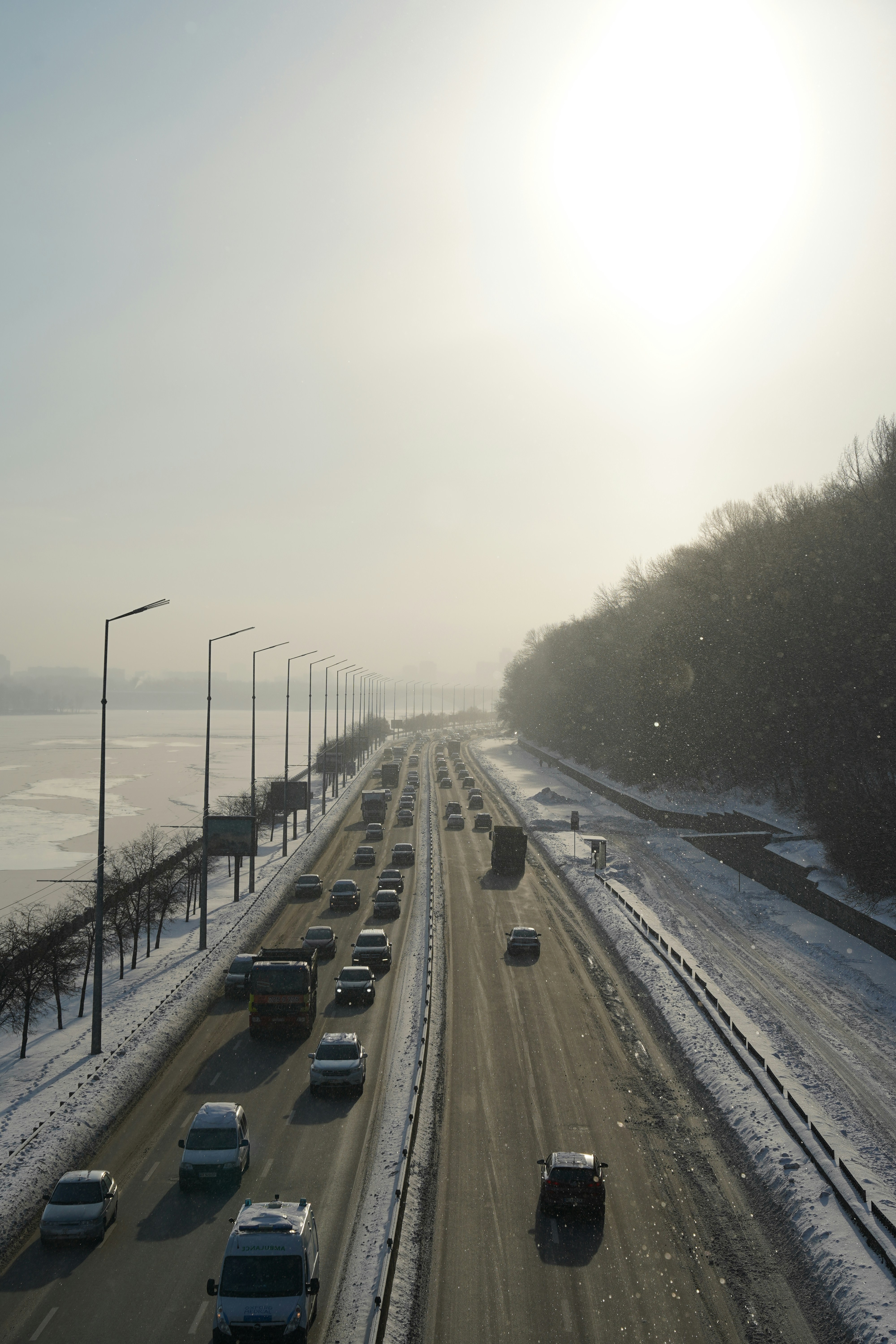 Highway Through Winter Light