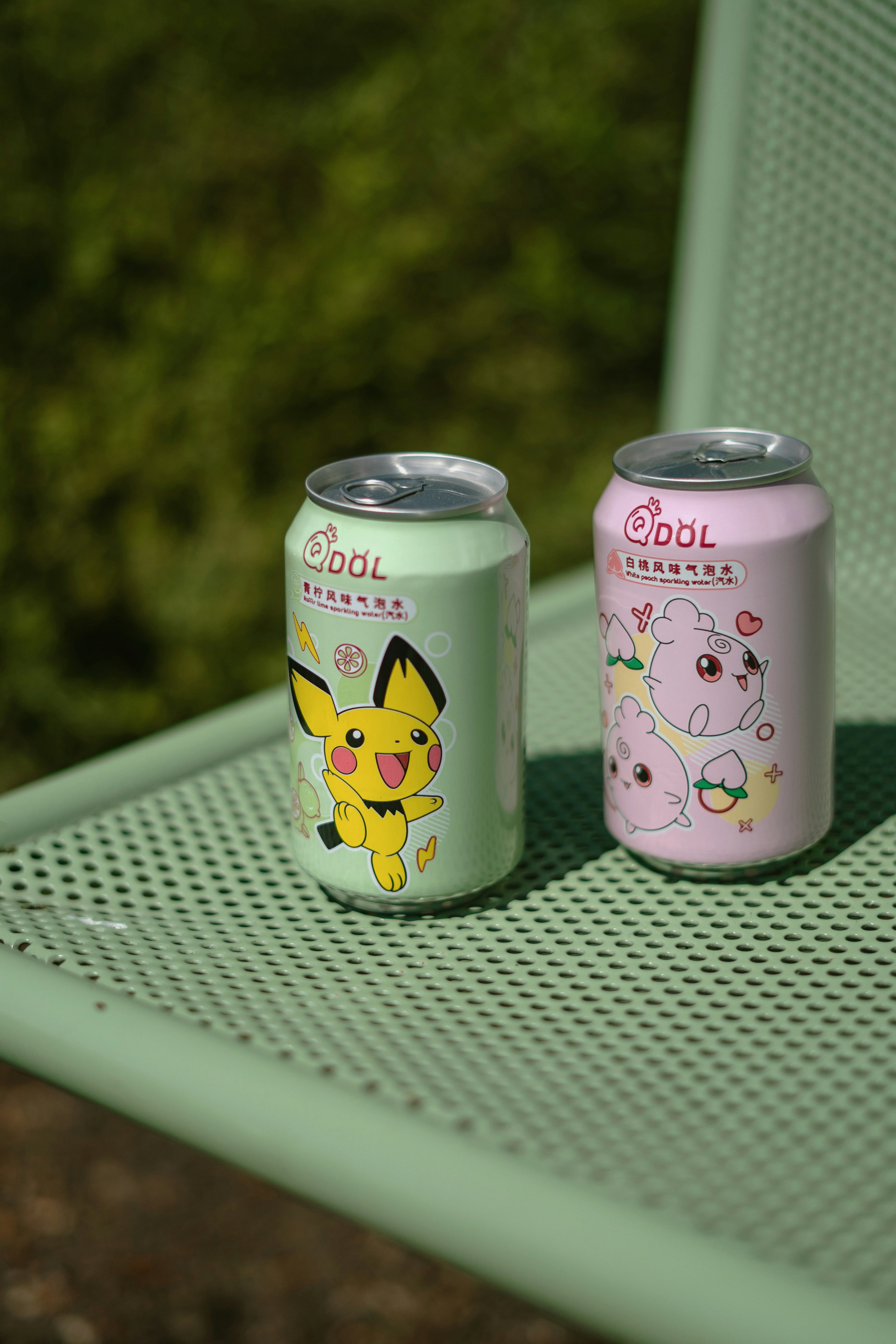 Pastel Can Parade: Pikachu and Friends on a Mint Bench