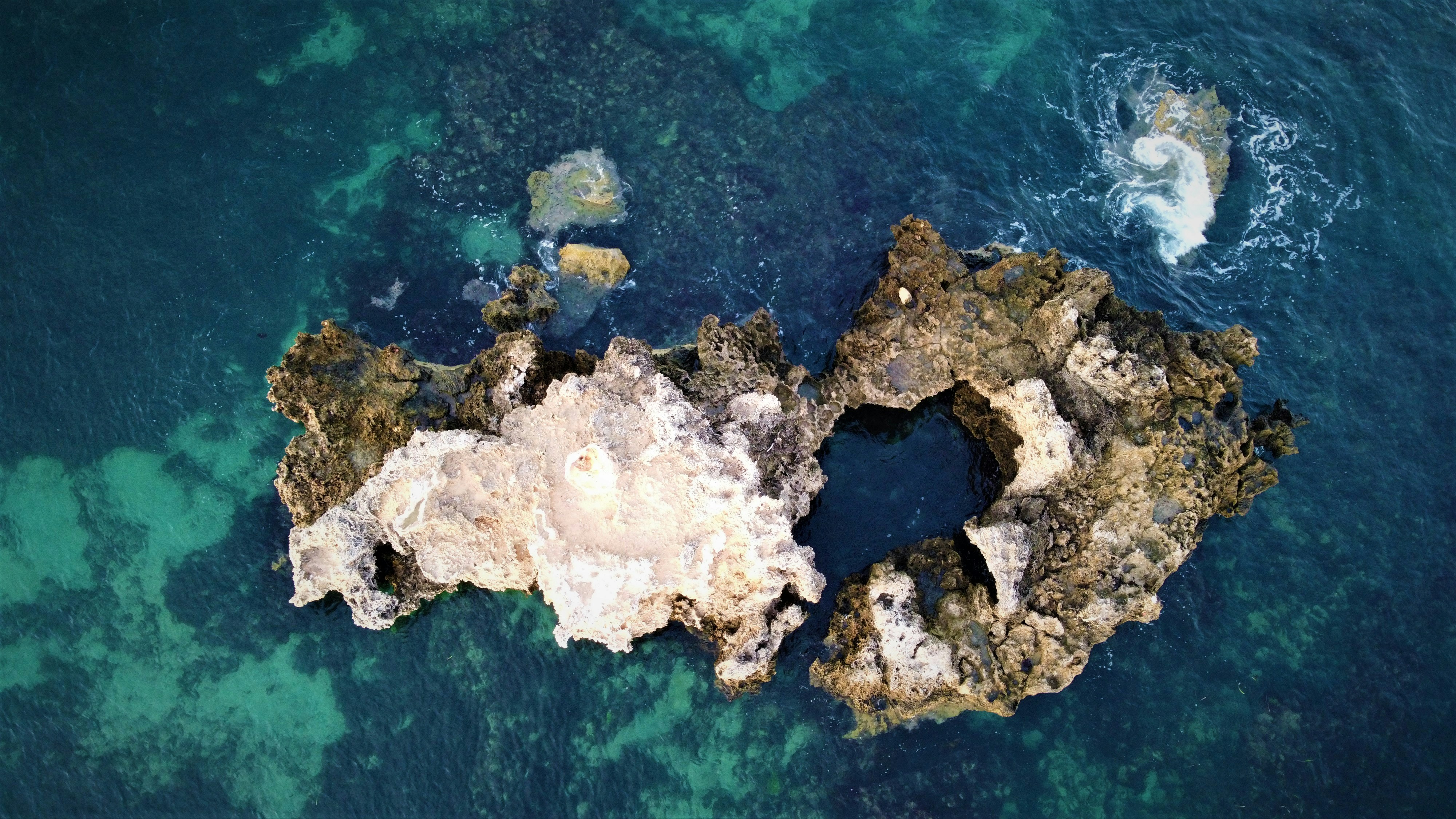 Drones view of a small island in the Indian ocean off the coast of western Australia