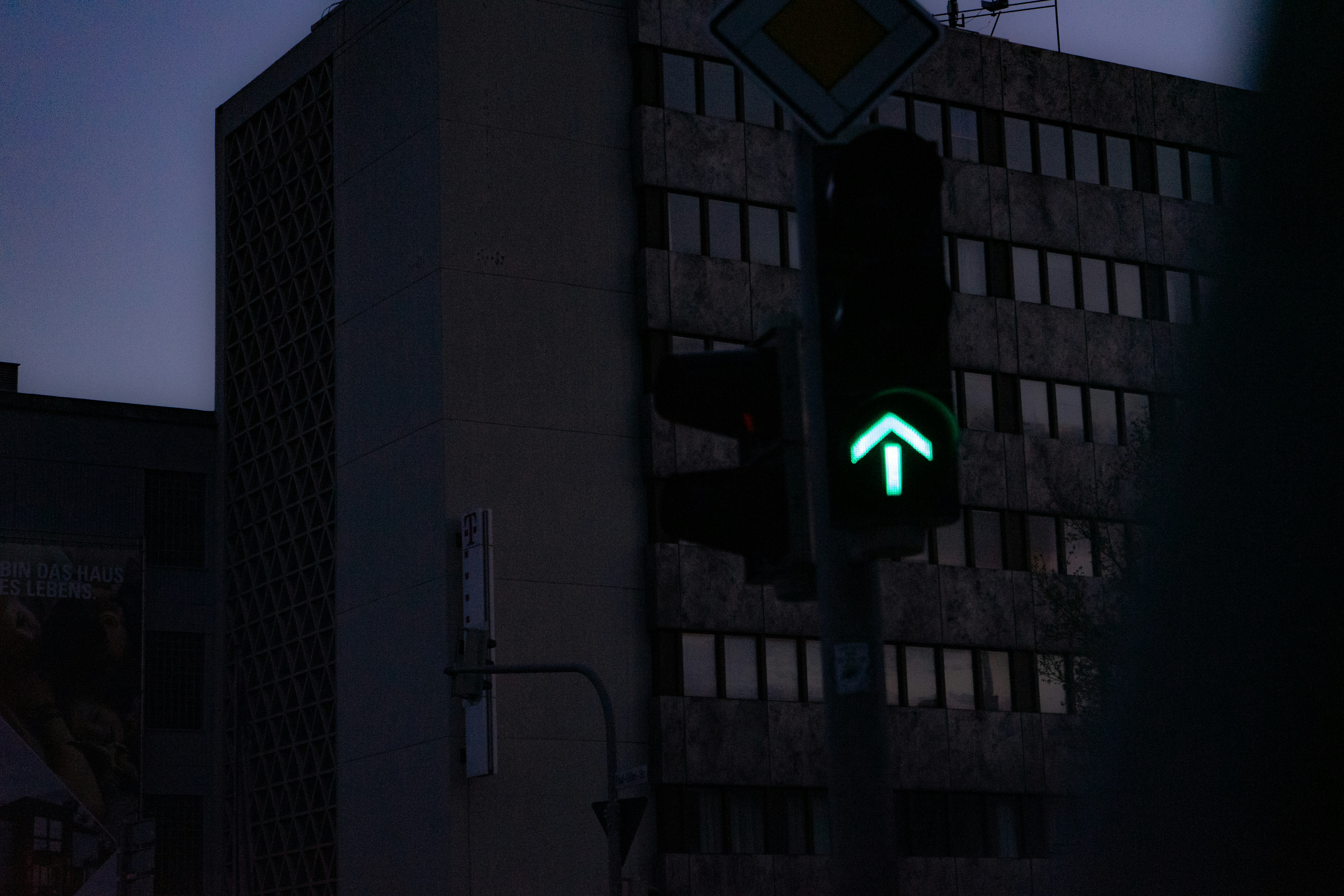 a traffic light with a green light
