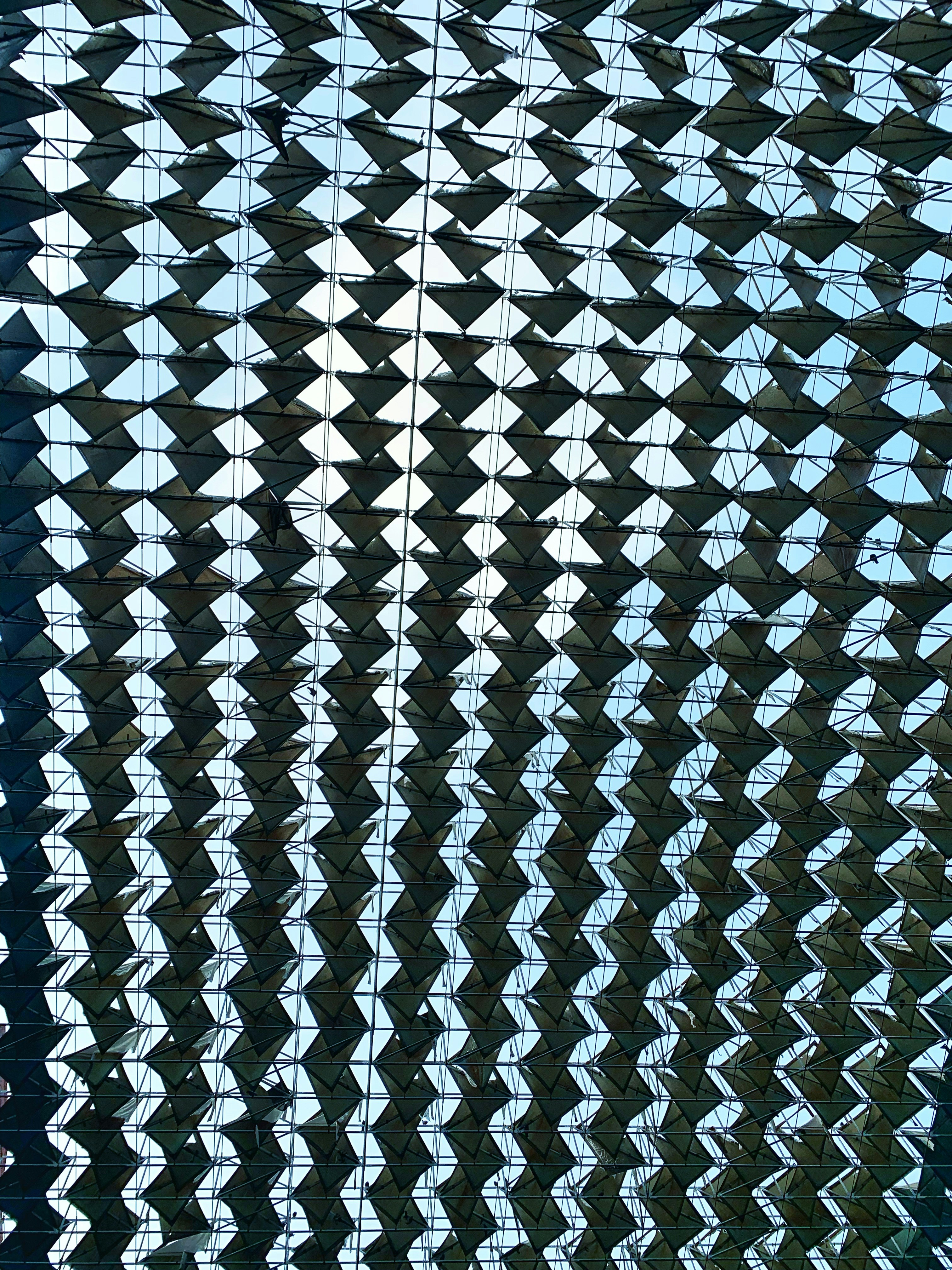 Triangles in Space: A Tessellated Canopy of Sky-Threaded Panels
