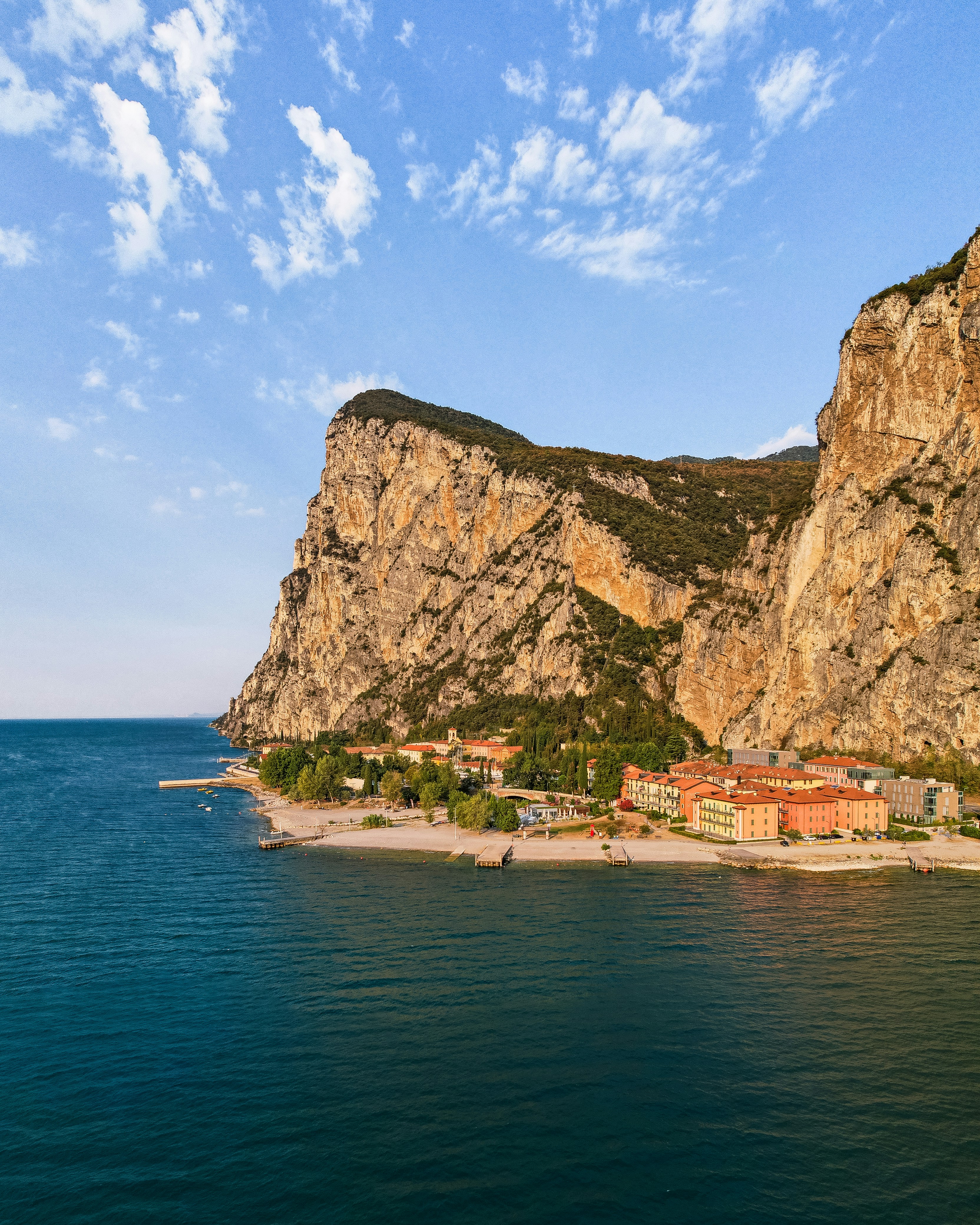 Cliffside Village Basking under a Coastal Sky
