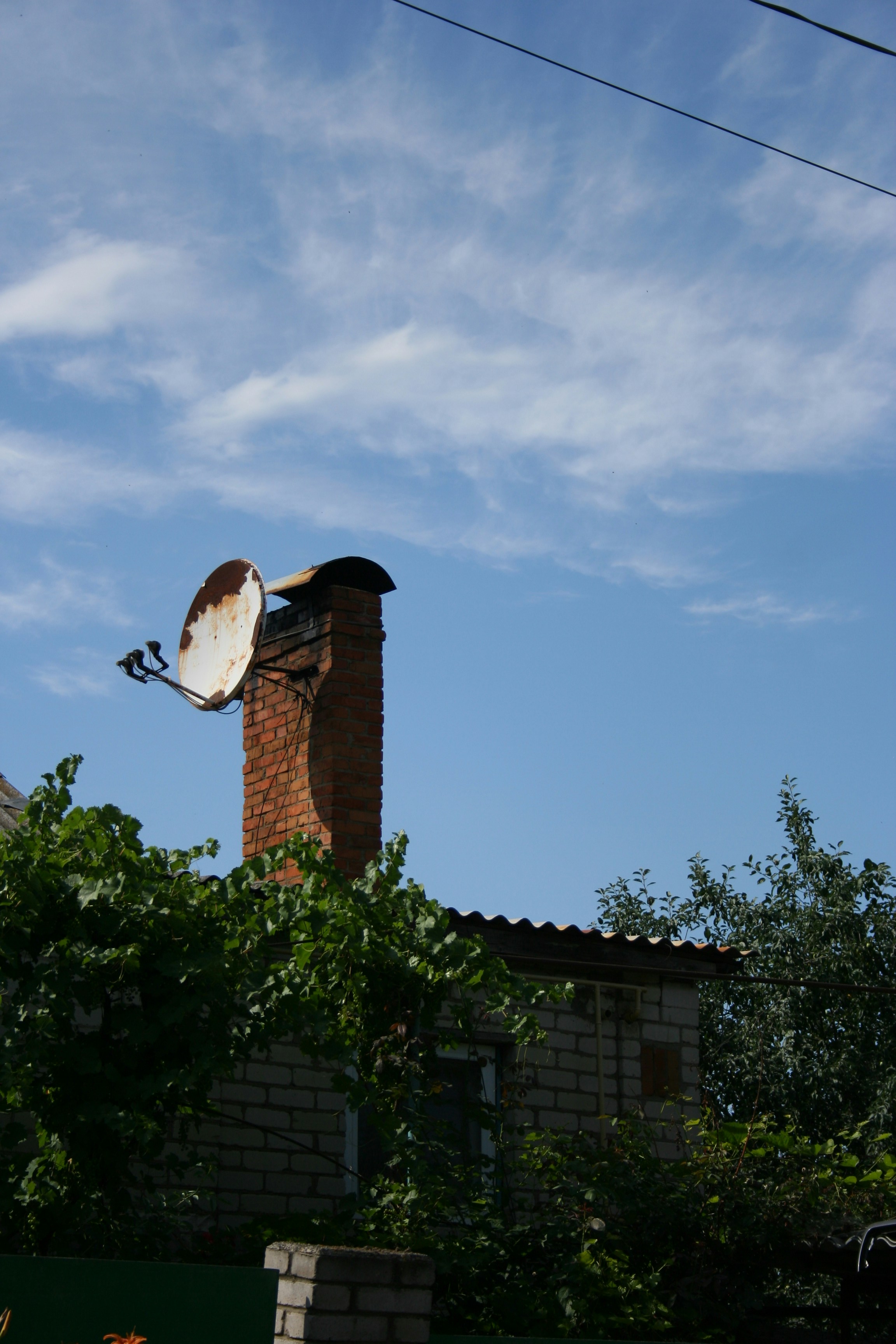 a brick chimney on a house
