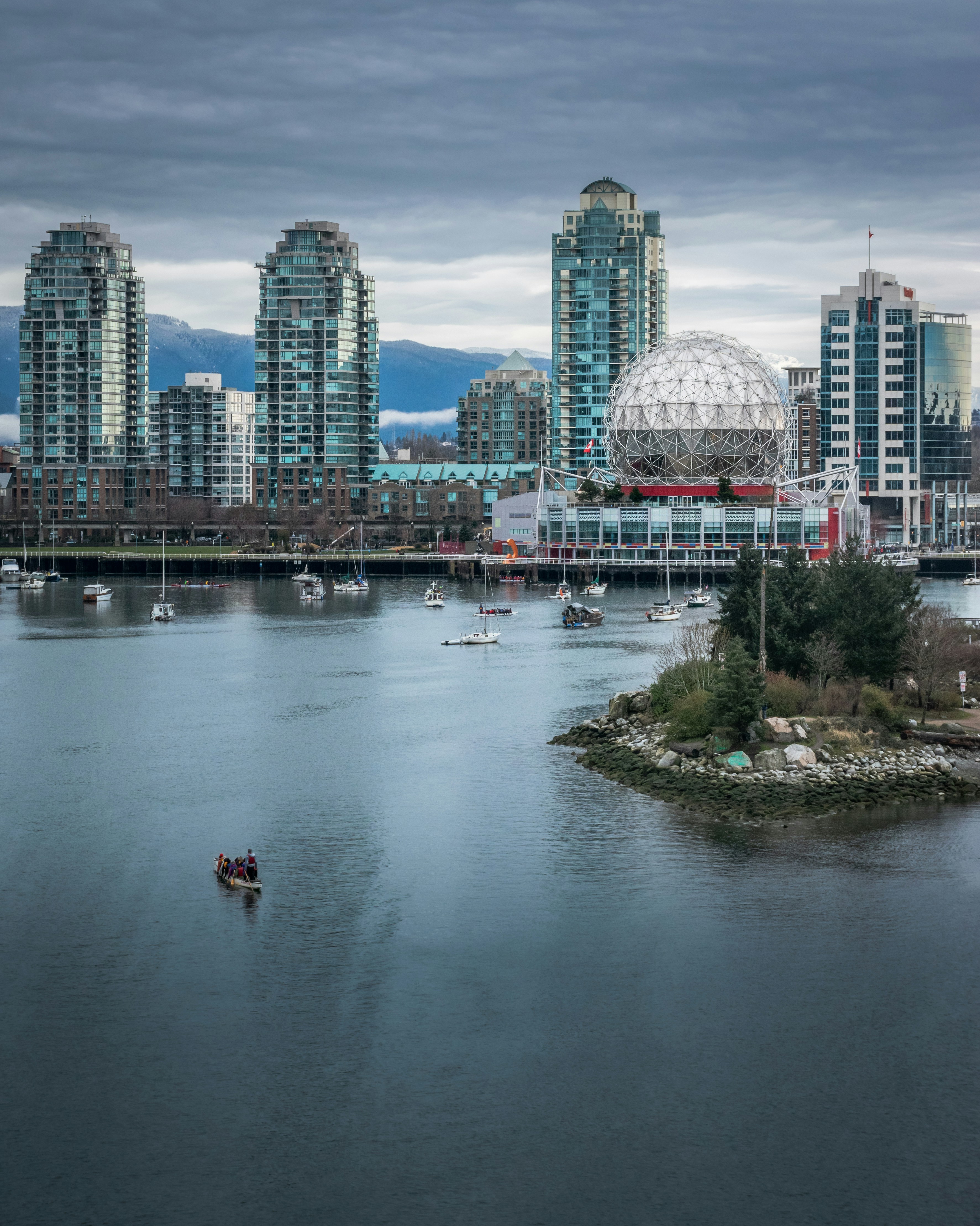 Globe by the Waterfront: Vancouver's Dome Framed by Glass Towers