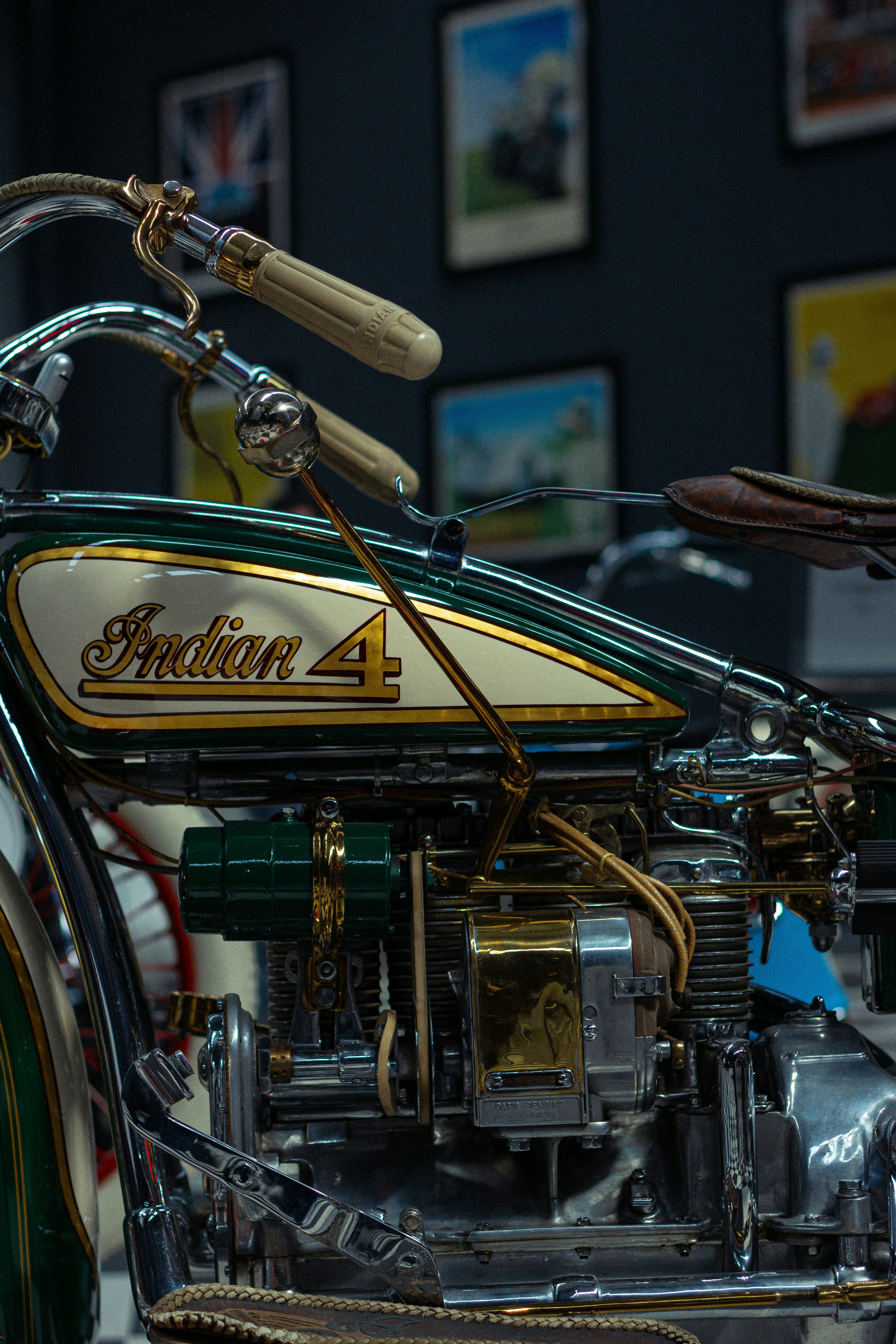 Indian 4 Tank in a Vintage Workshop: Chrome, Brass, and Craft