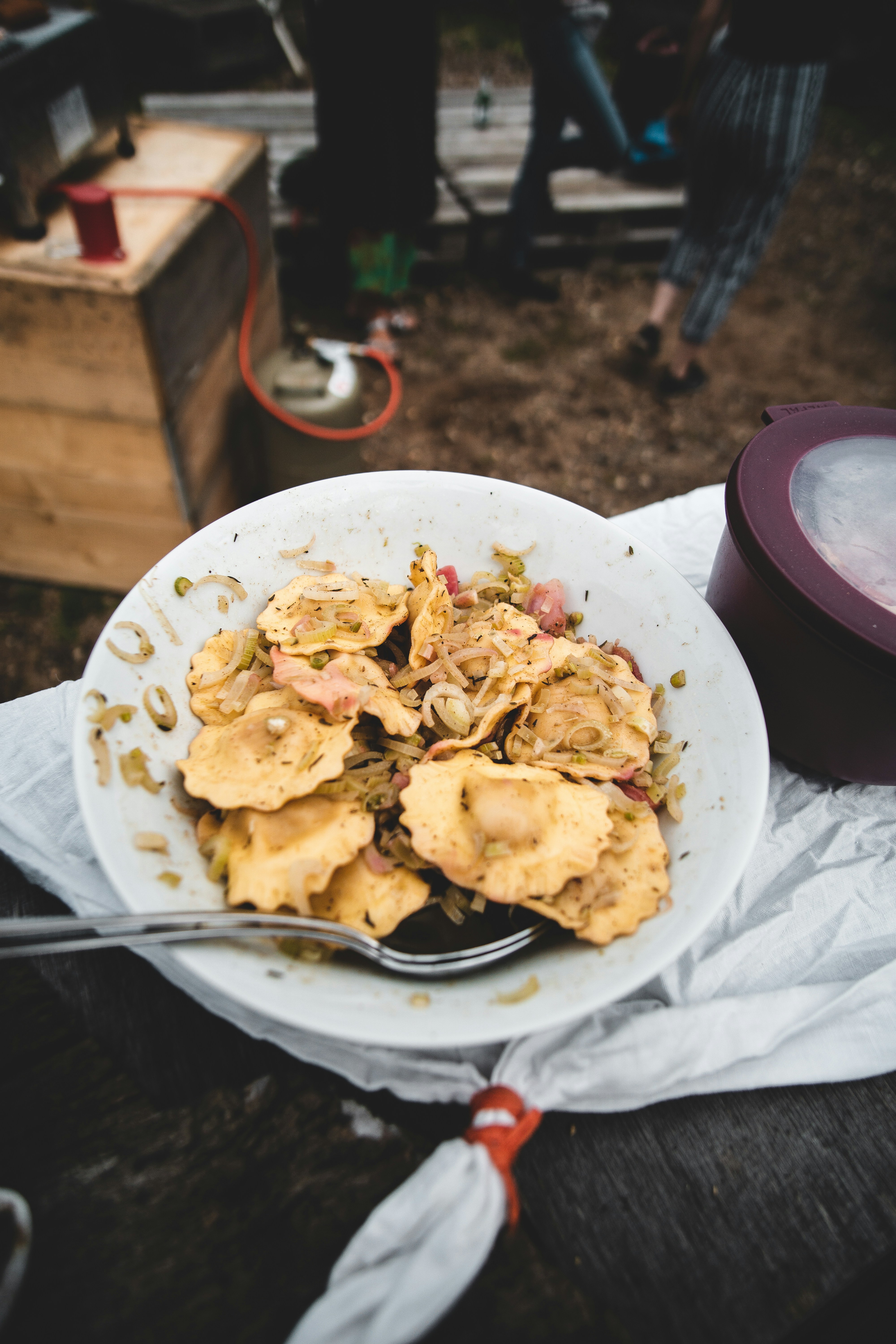 Bowl of Pasta Chips at Outdoor Gathering