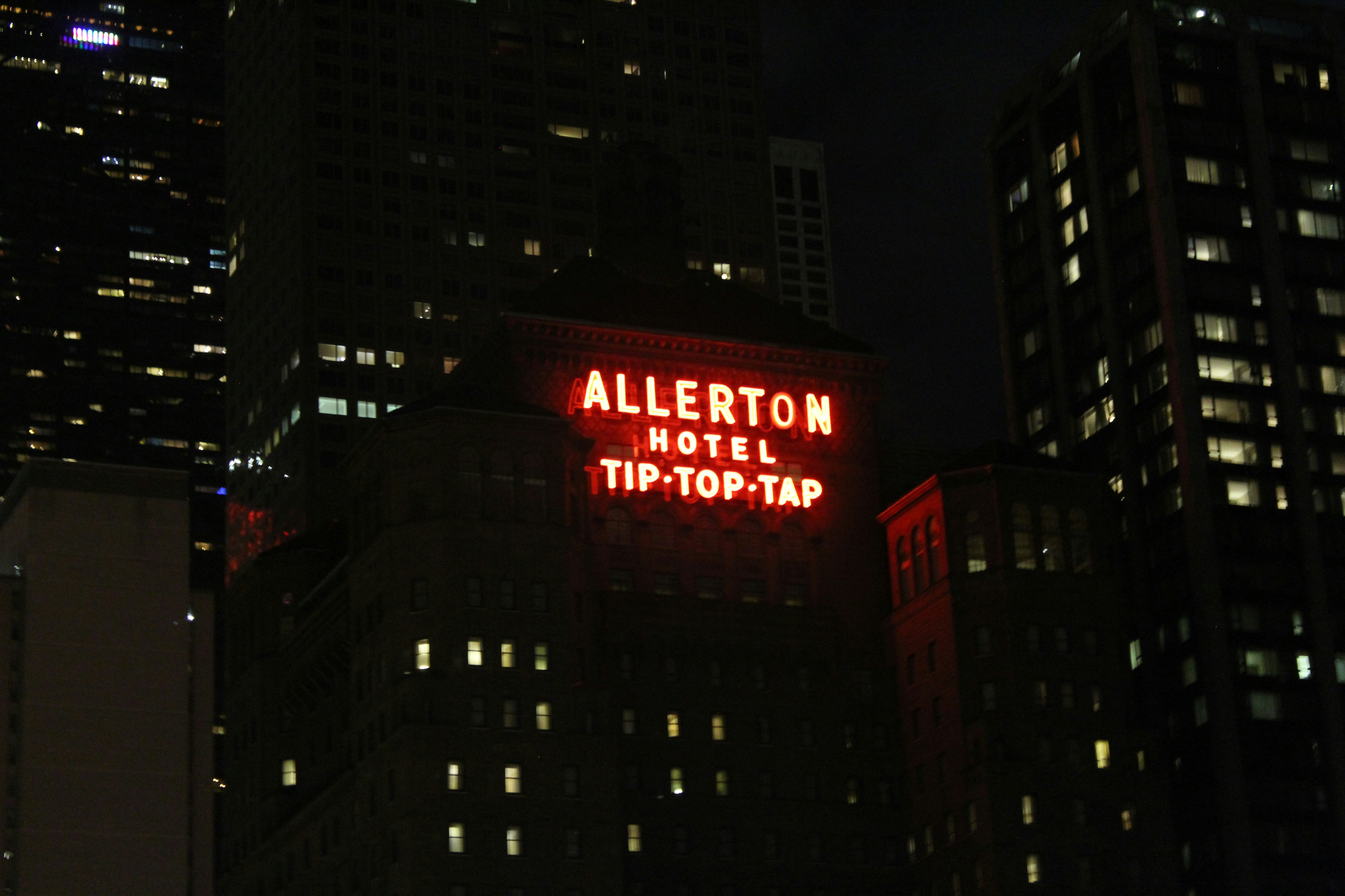Neon Glow Amidst Urban Nightscape