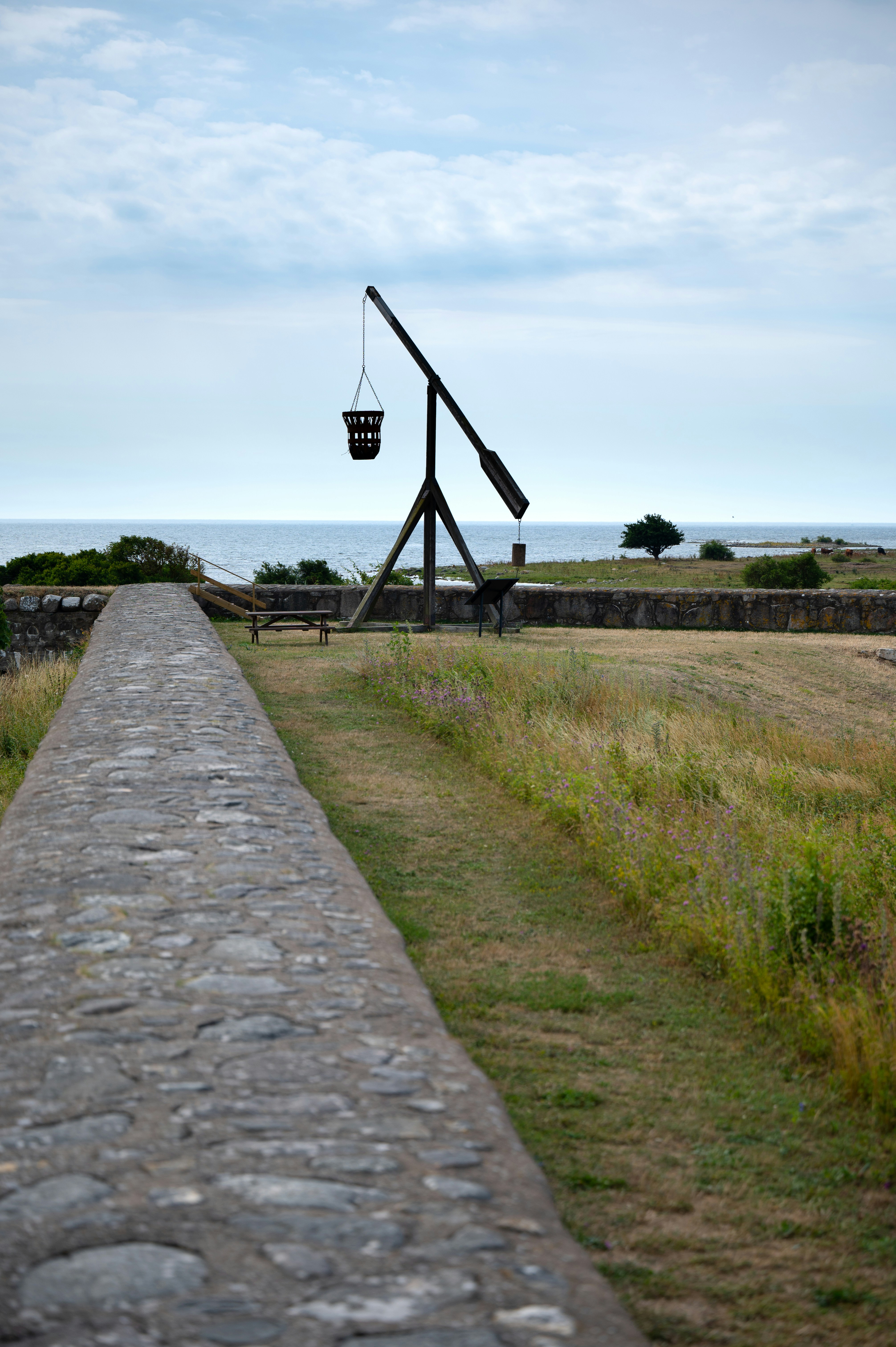 A stone path with a brick path and a dog on it photo – Free ...