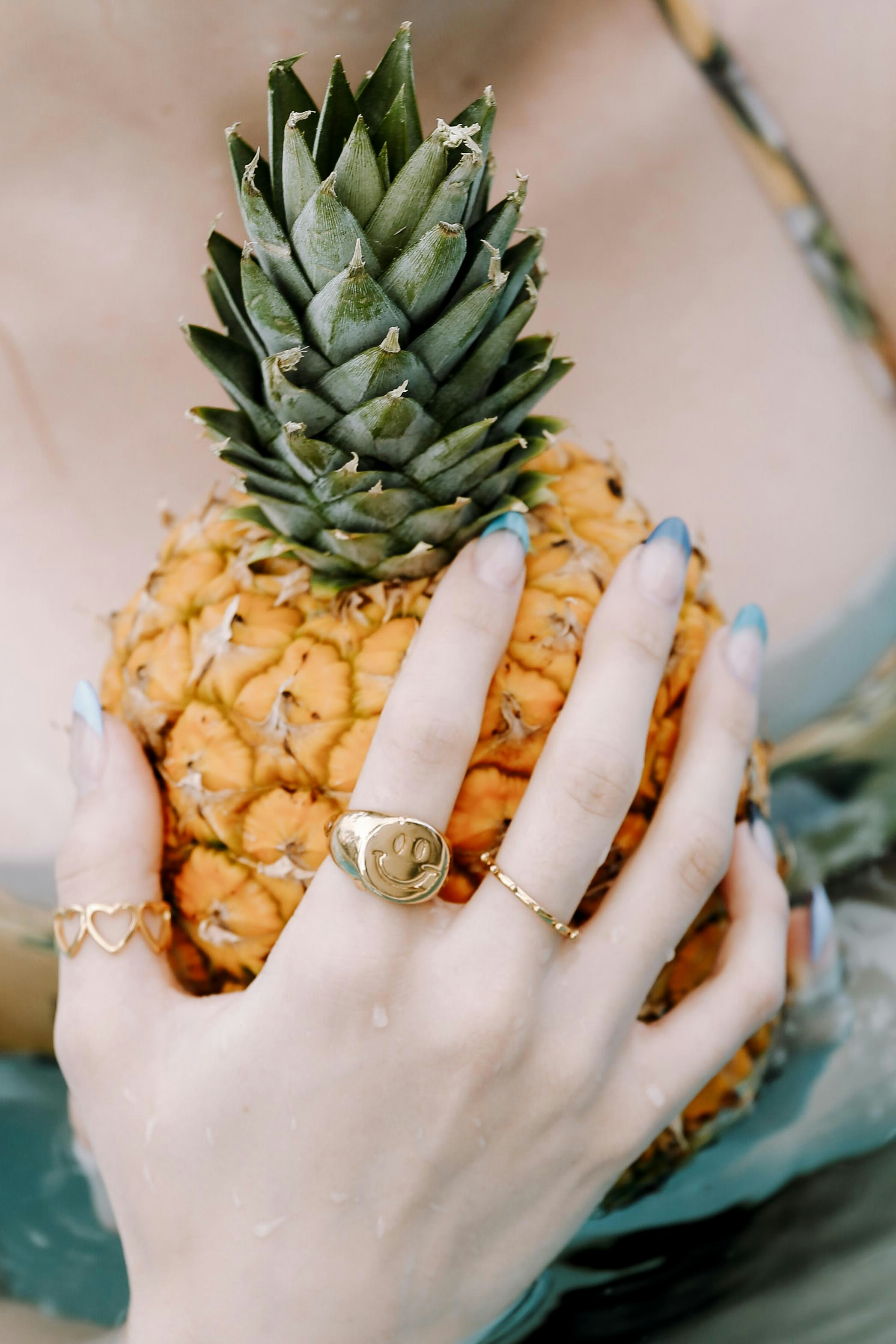 Cradle of Citrus: A Pineapple Embraced by Sunlit Fingers