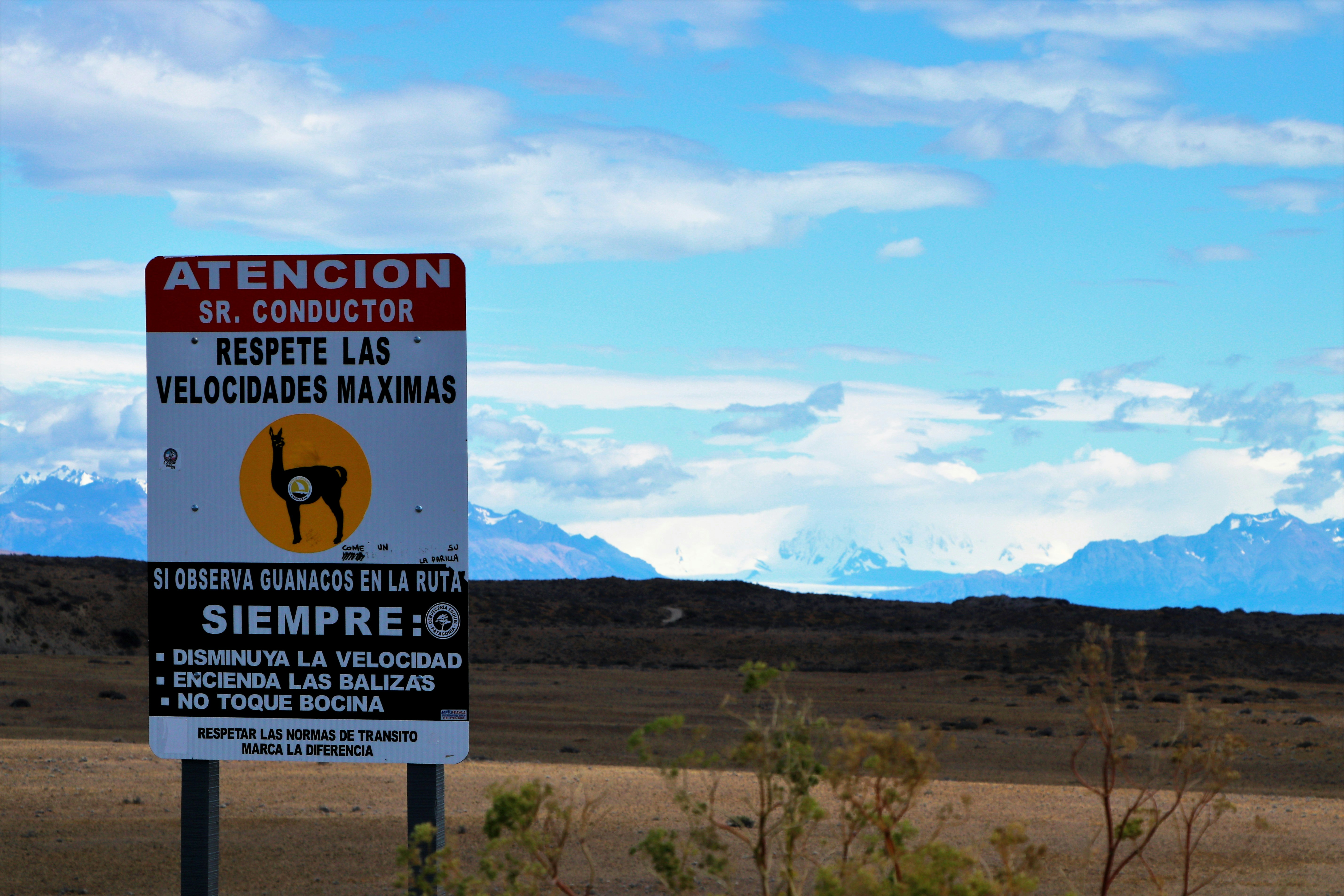 Desert Warning: Signpost Against a Distant Mountain Horizon