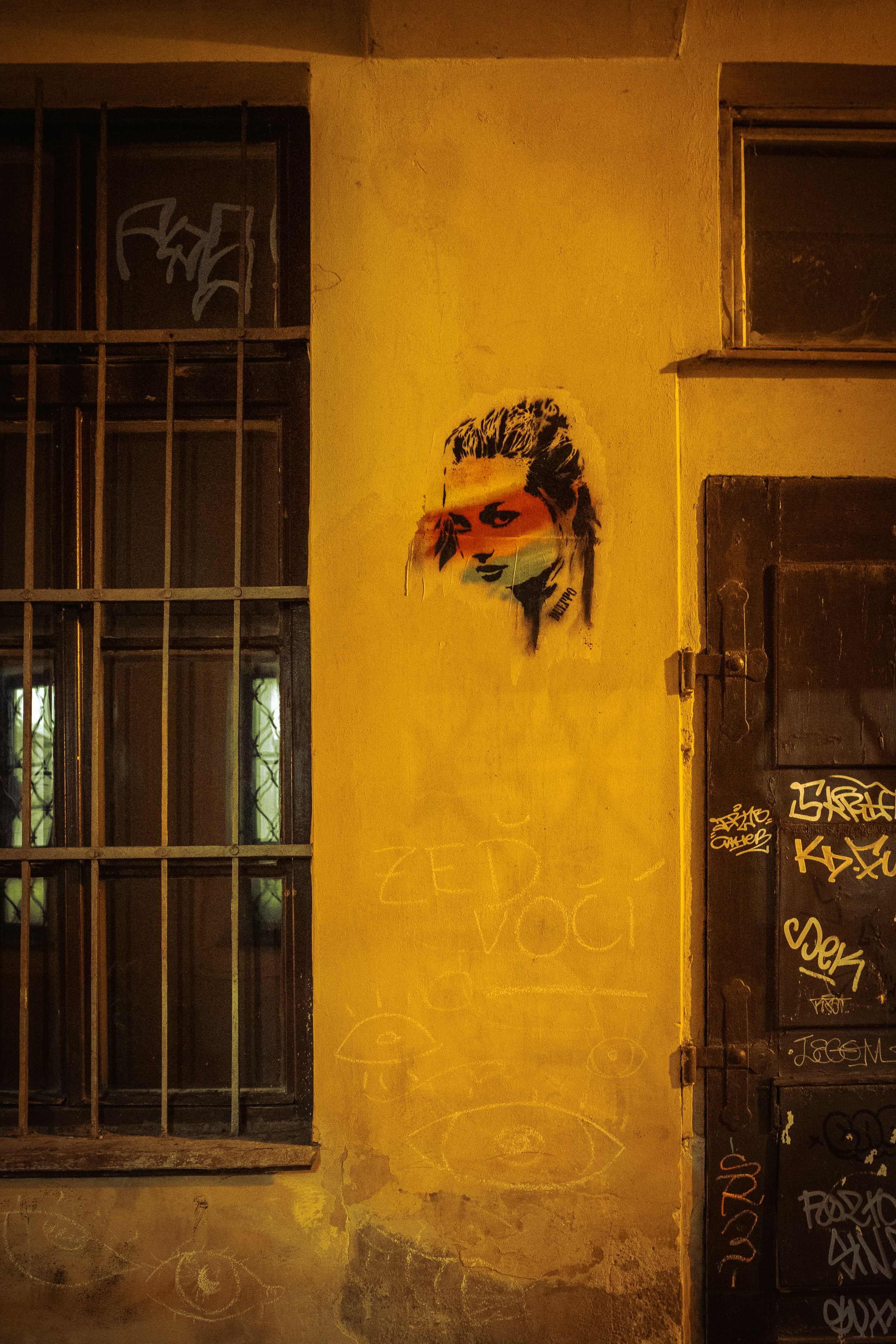 Amber Portrait on a Graffiti-Warmed Street Wall
