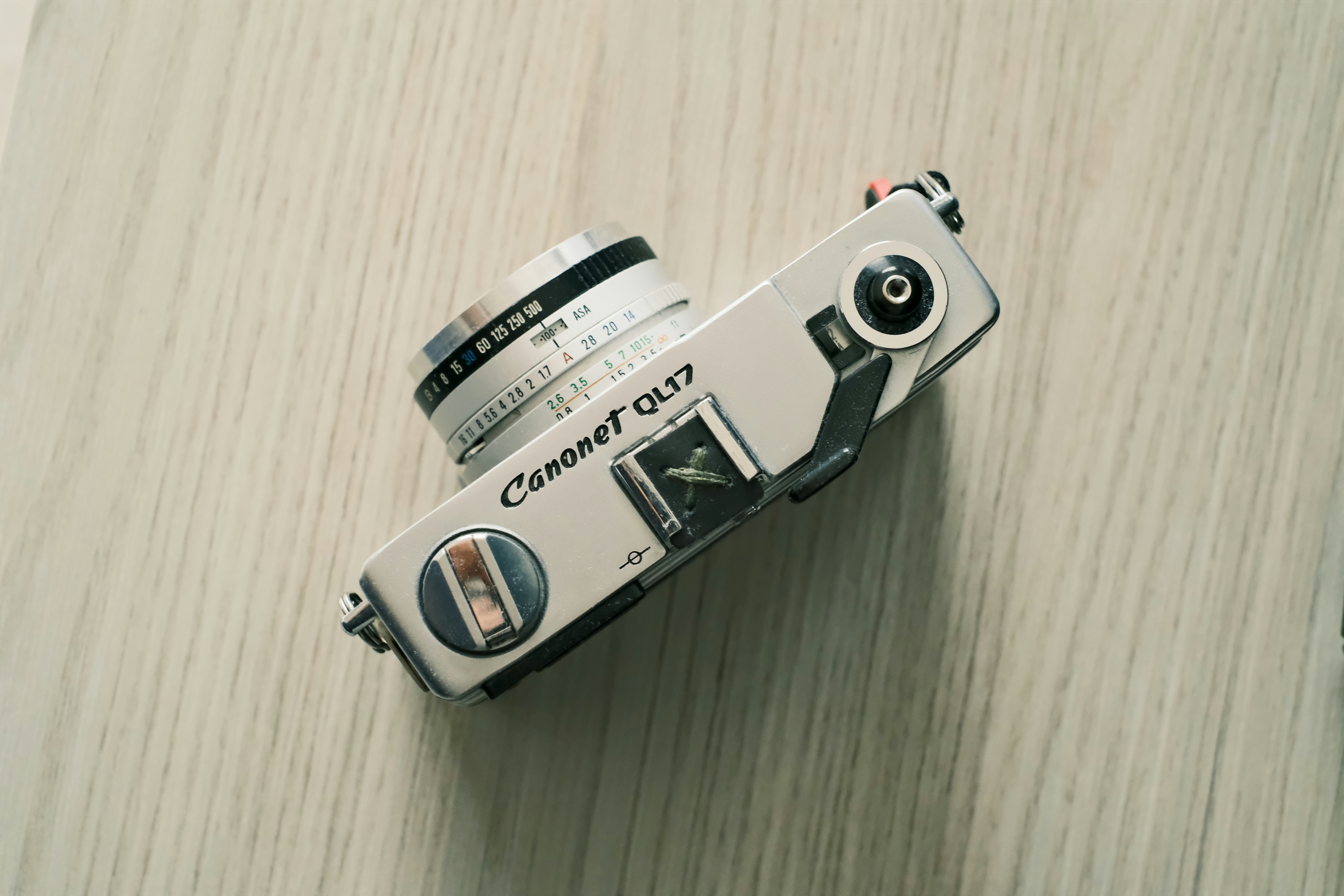 Retro Gleam: Canonet QL17 on Maple Wood