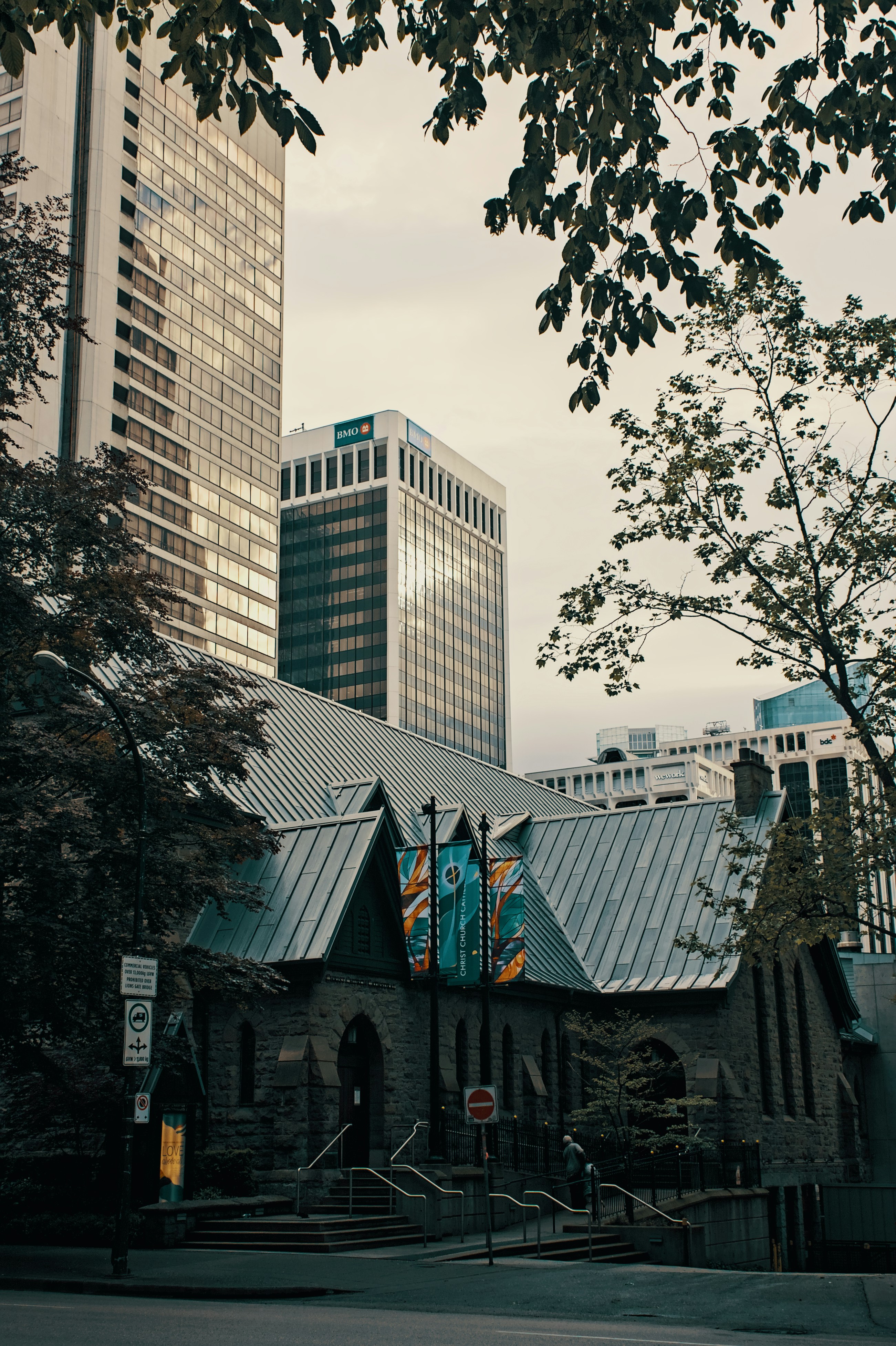Stone Sanctuary Beneath Corporate Skies