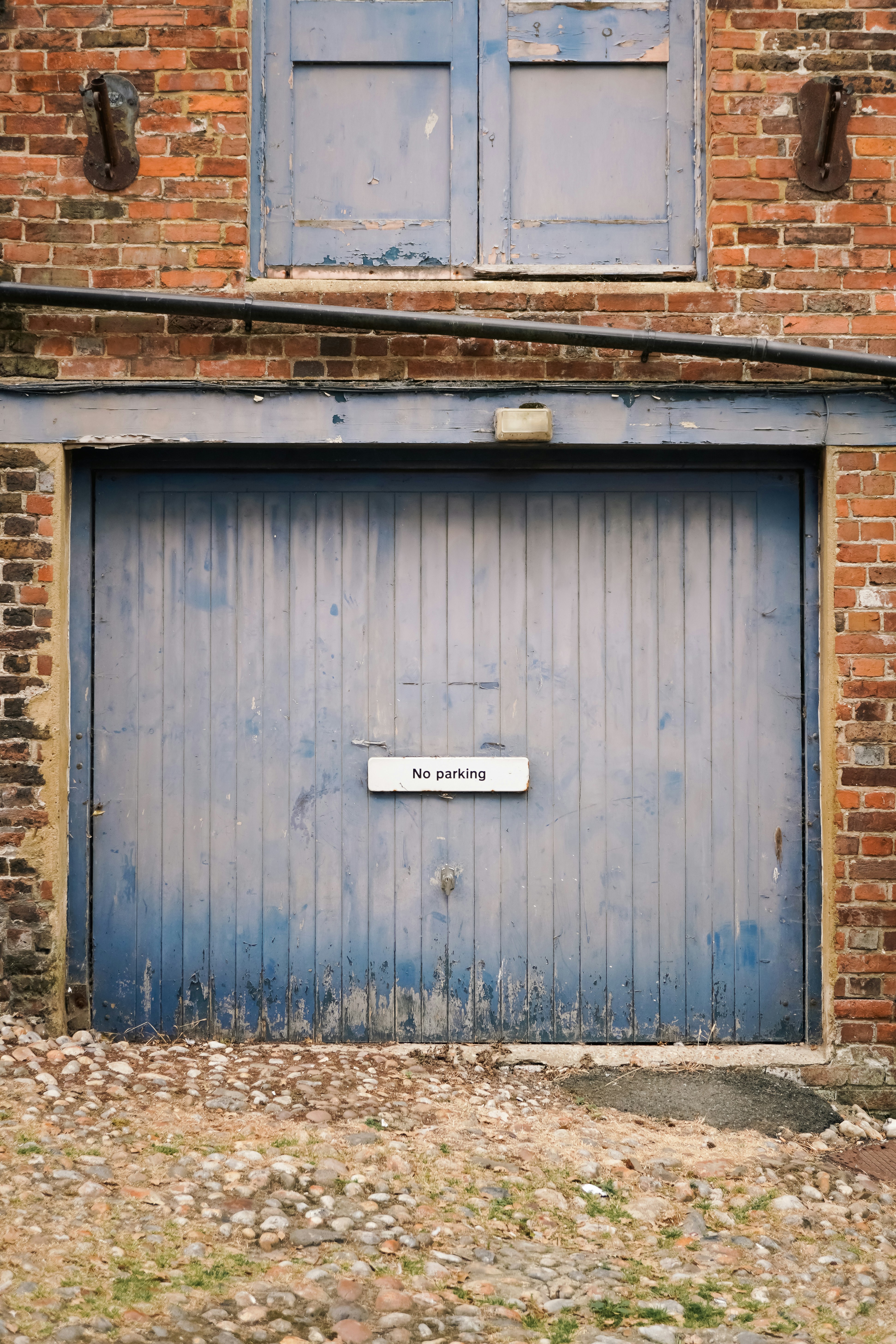 a blue garage door