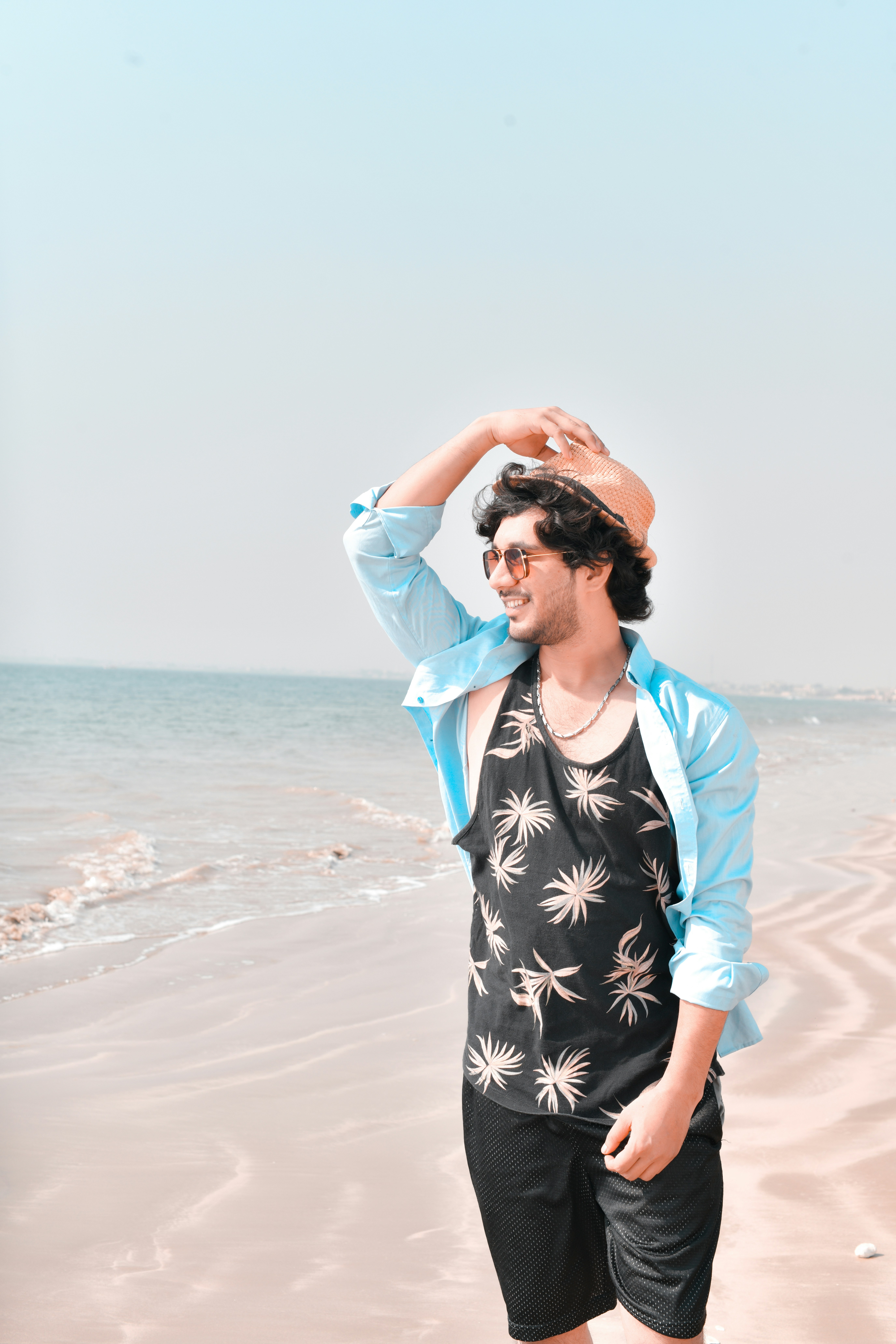 Sunlit Beach Vibes: Portrait on the Shore