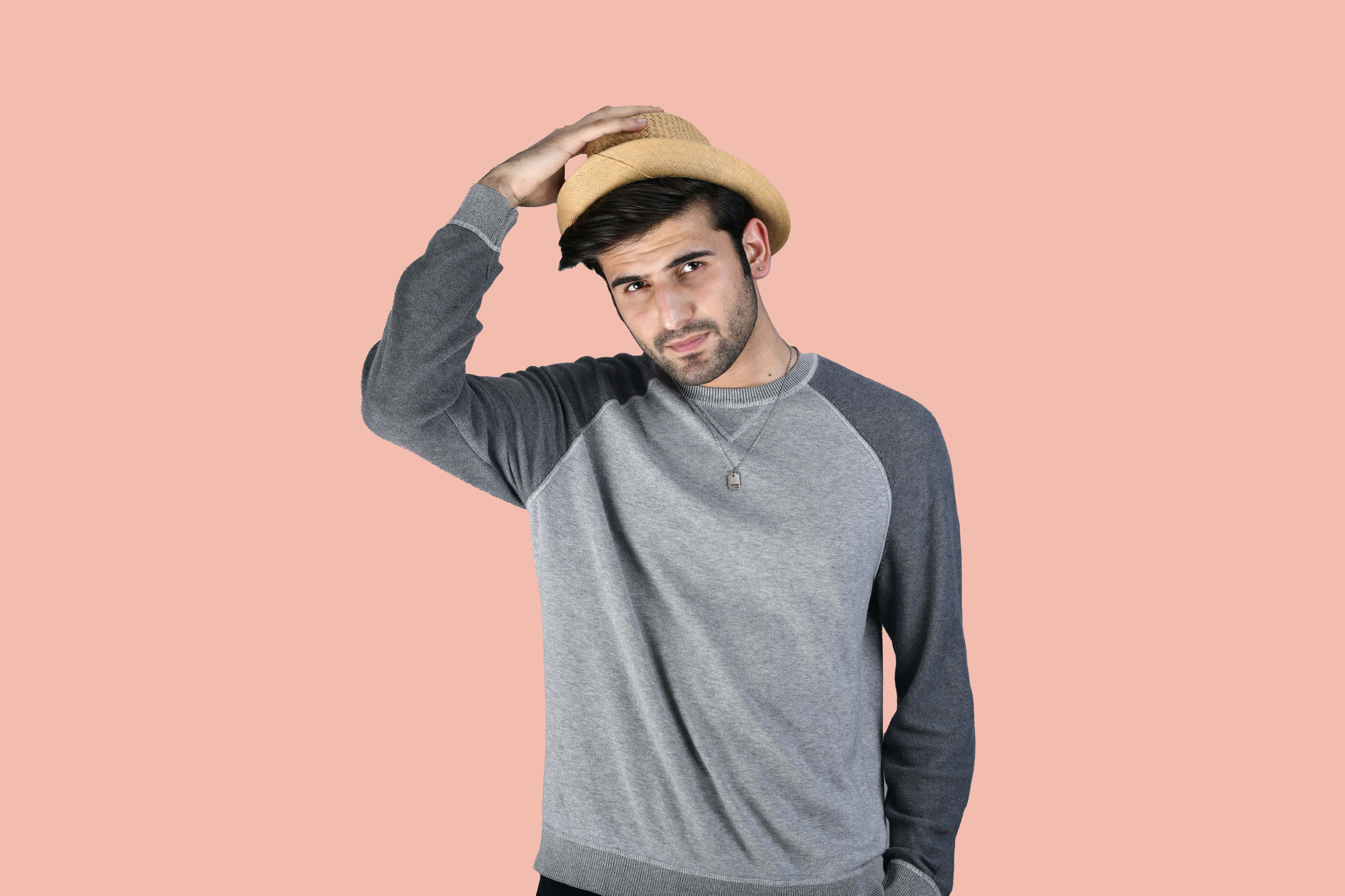 Shaded Fedora, Soft Peach Backdrop