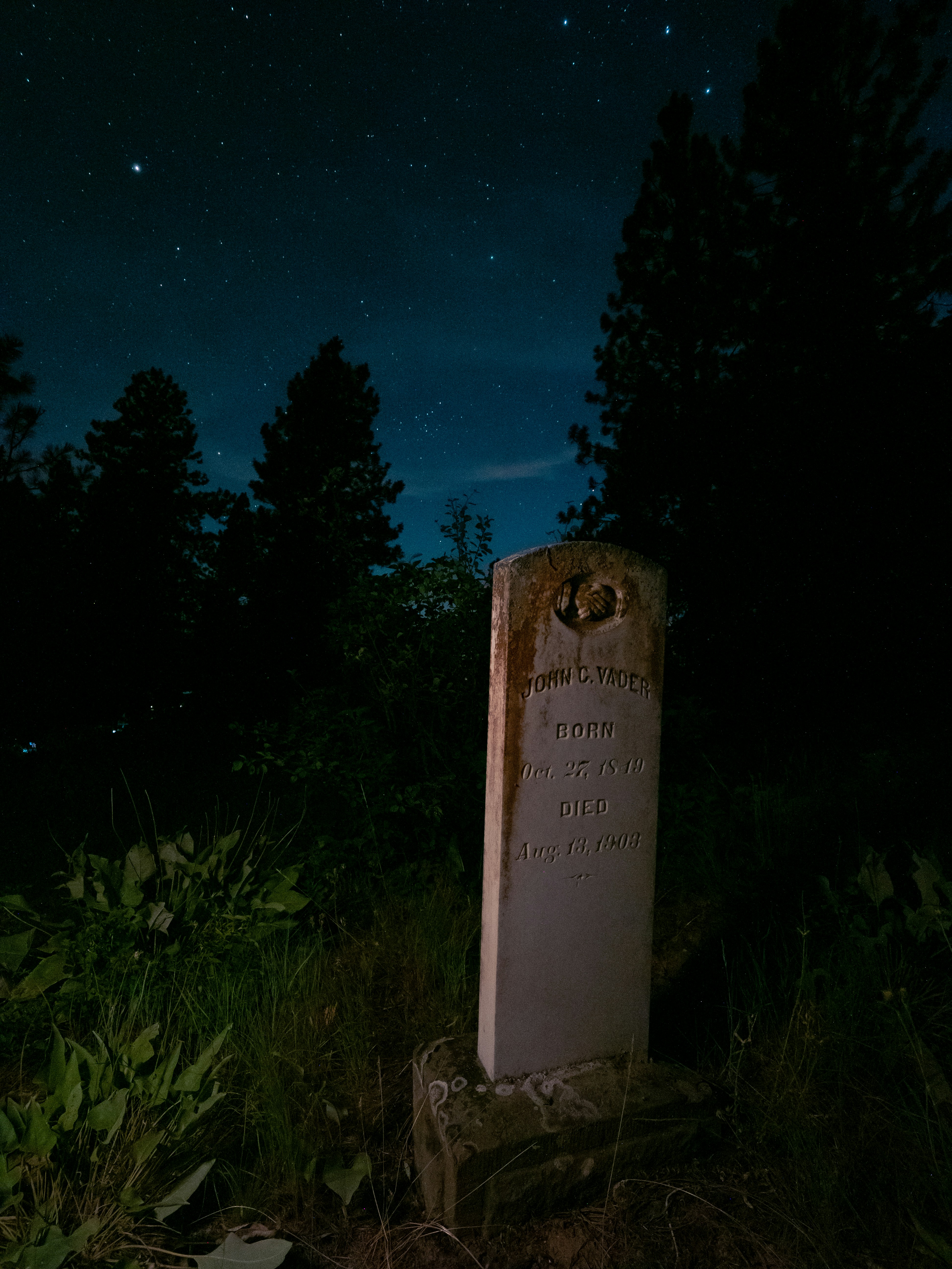 Gravestone At Night