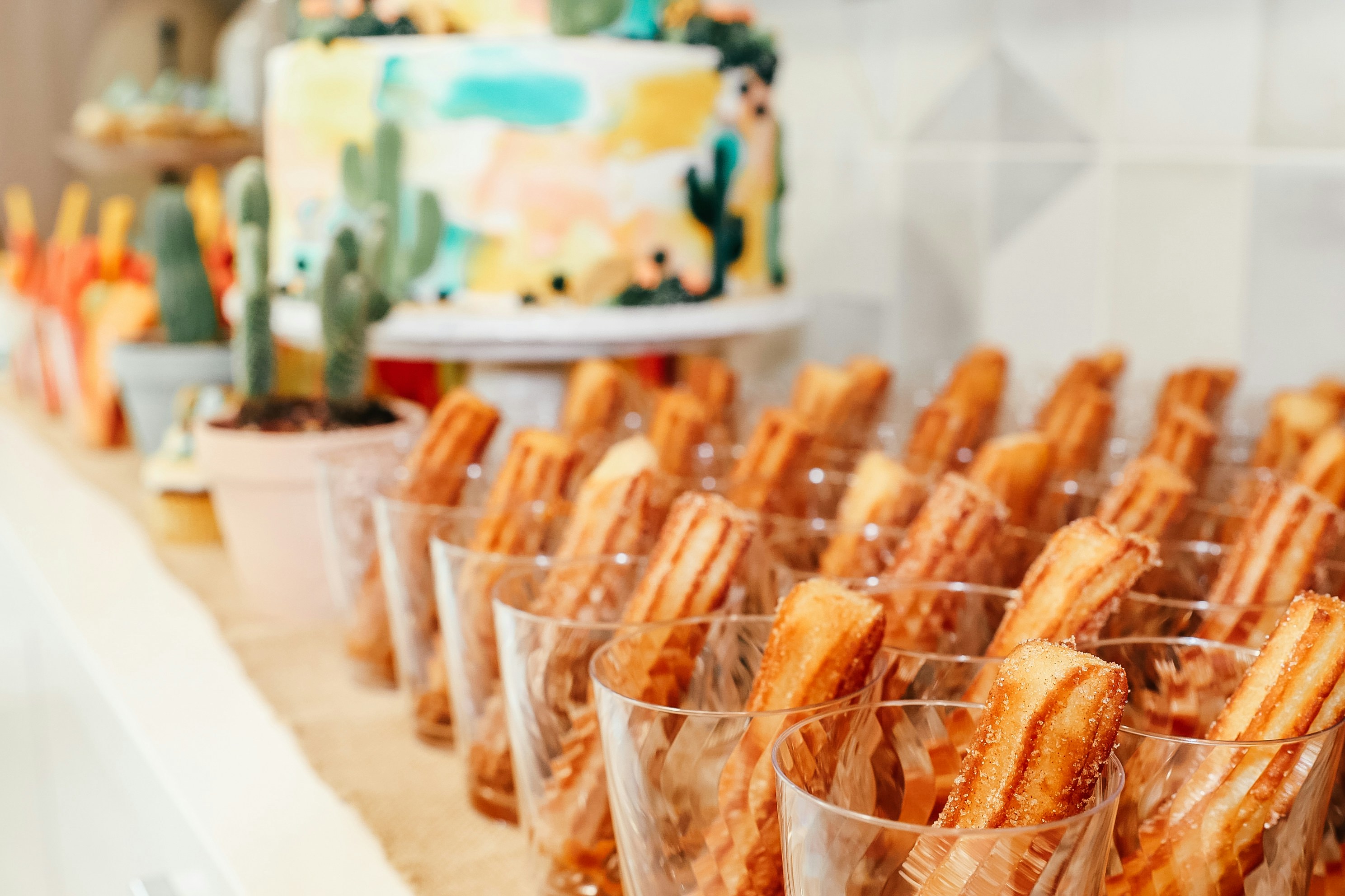 Crispy Pastry Towers on a Dessert Table