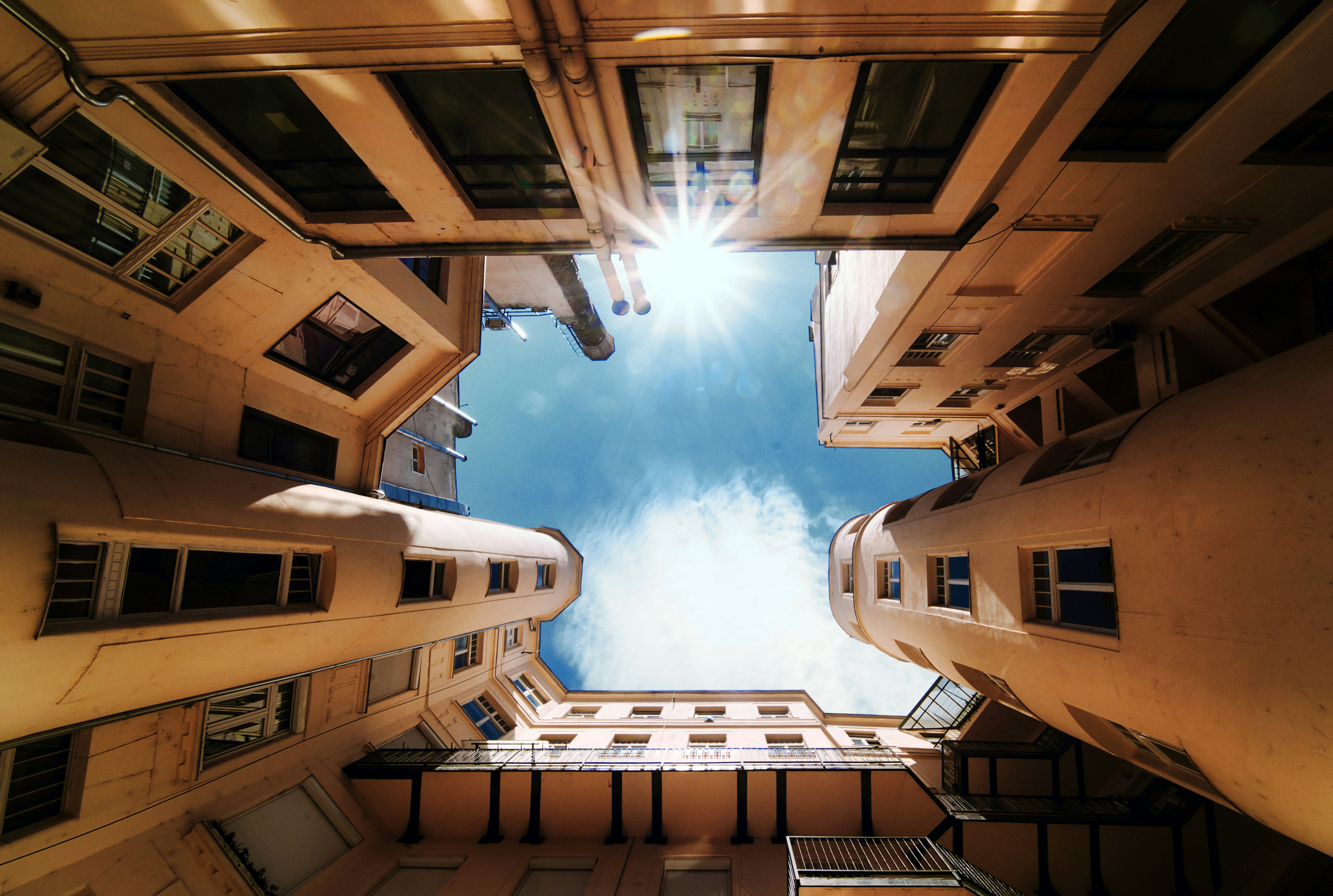 A view of the outside of a building from the ground photo – Free ...