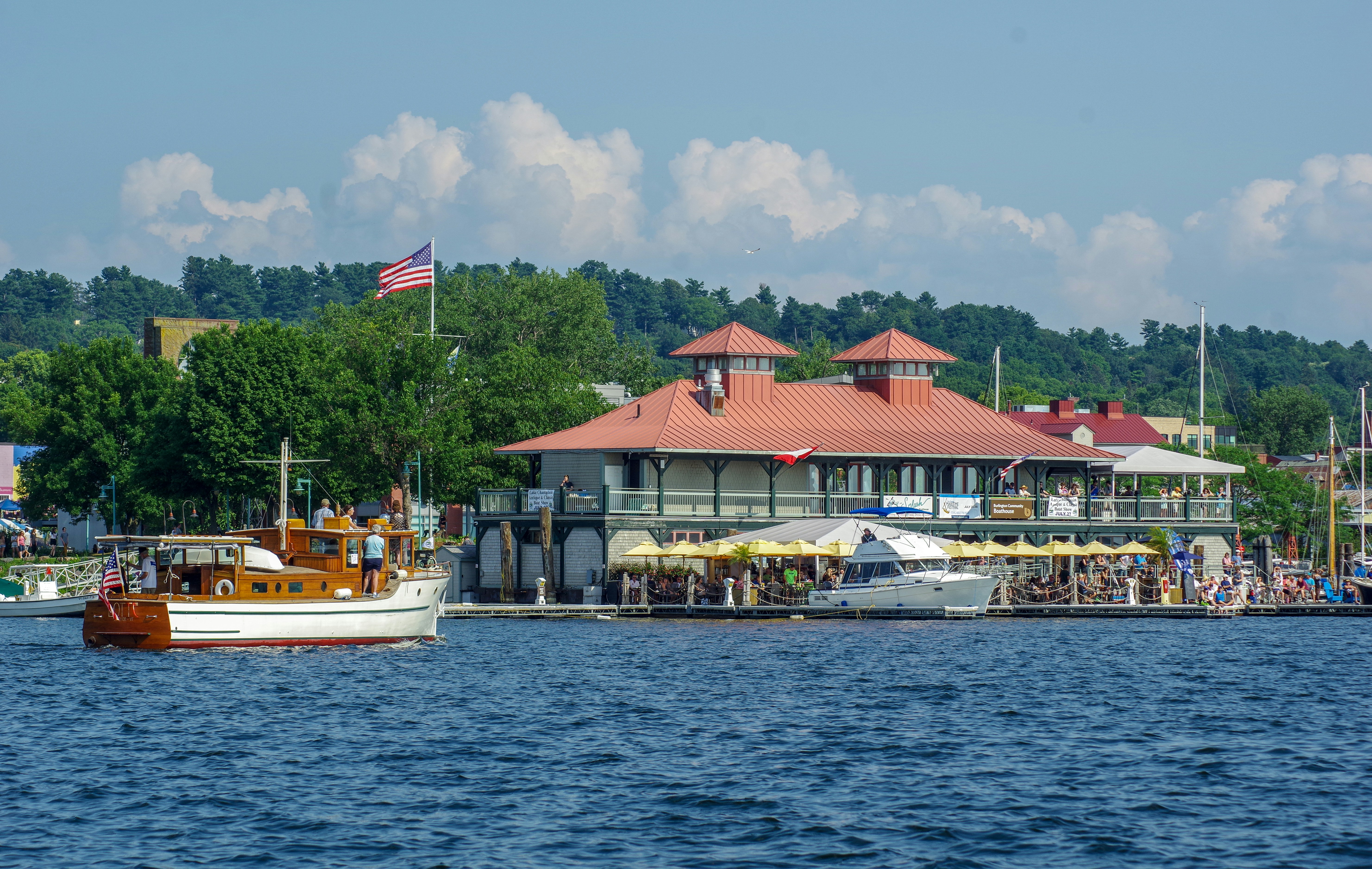 The Burlington Boathouse on a summer day. 