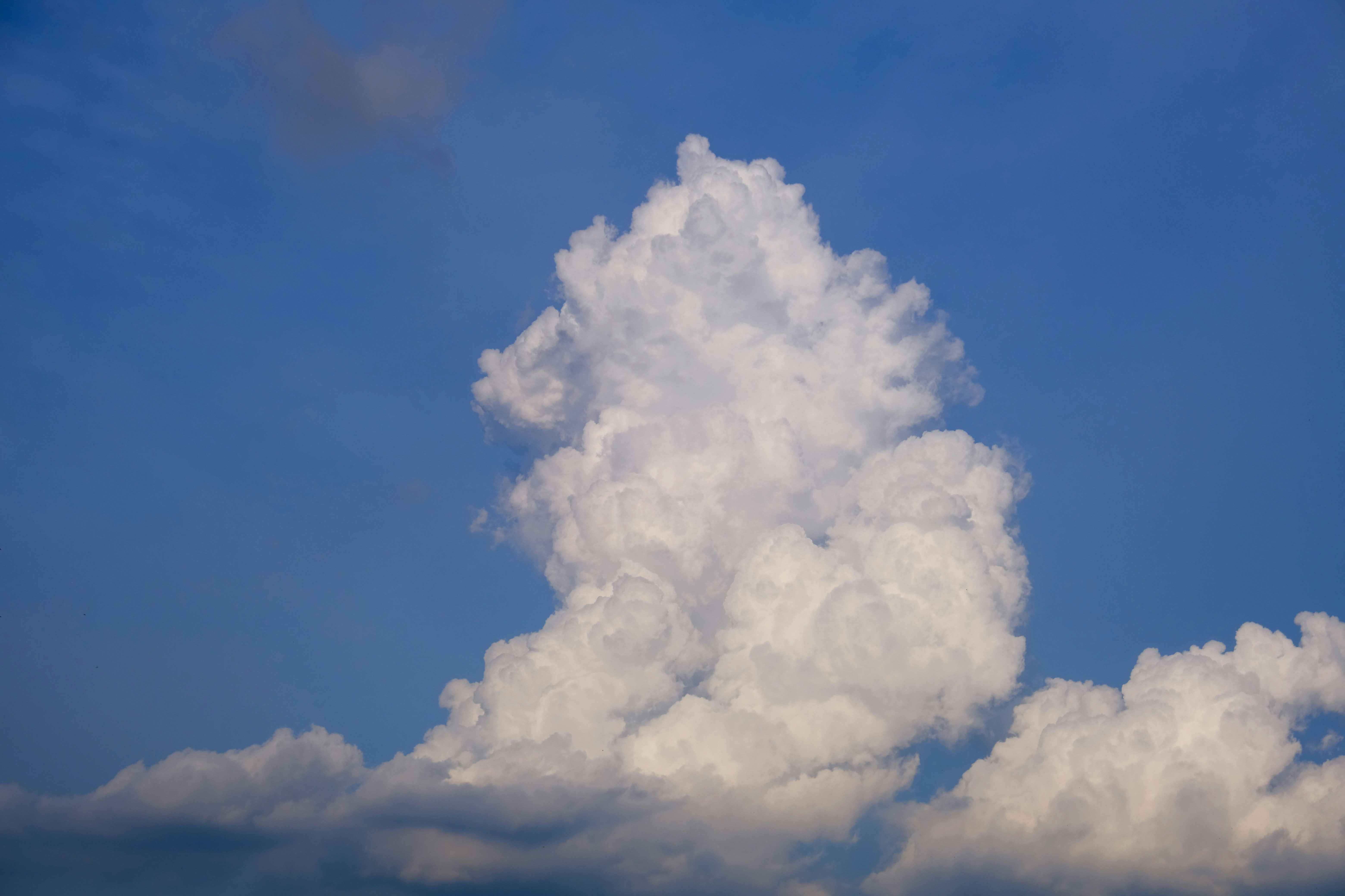 Cumulus Tower Rises Across a Clear Blue Sky