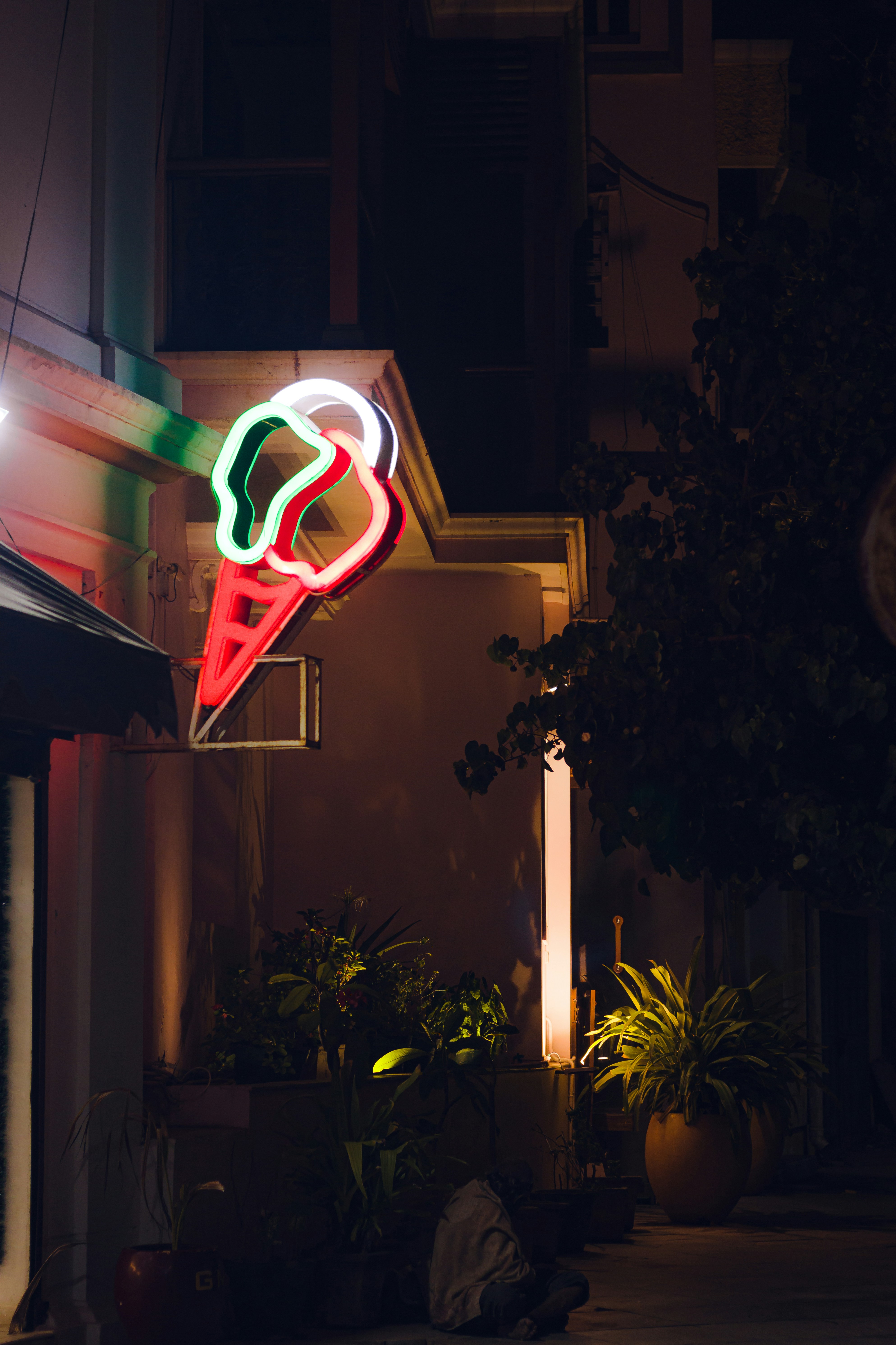 Neon Ice Cream Moonlight: A Quiet Night in the Alley