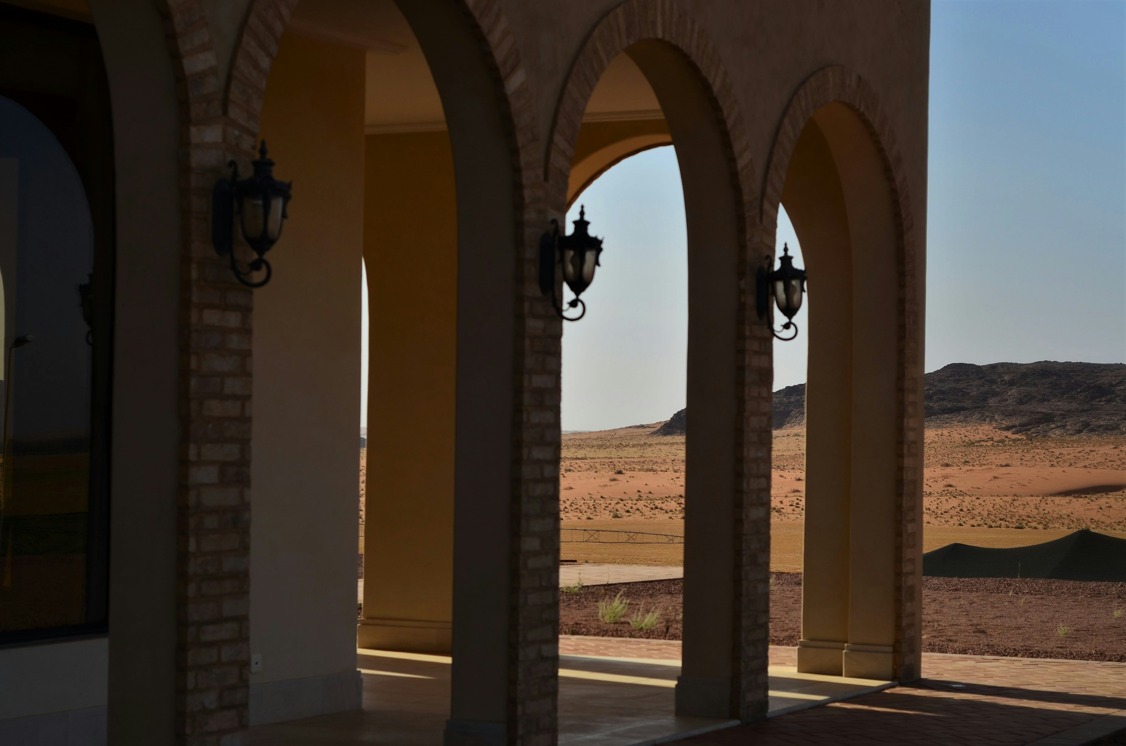 Desert Serenity Framed by Architectural Arches